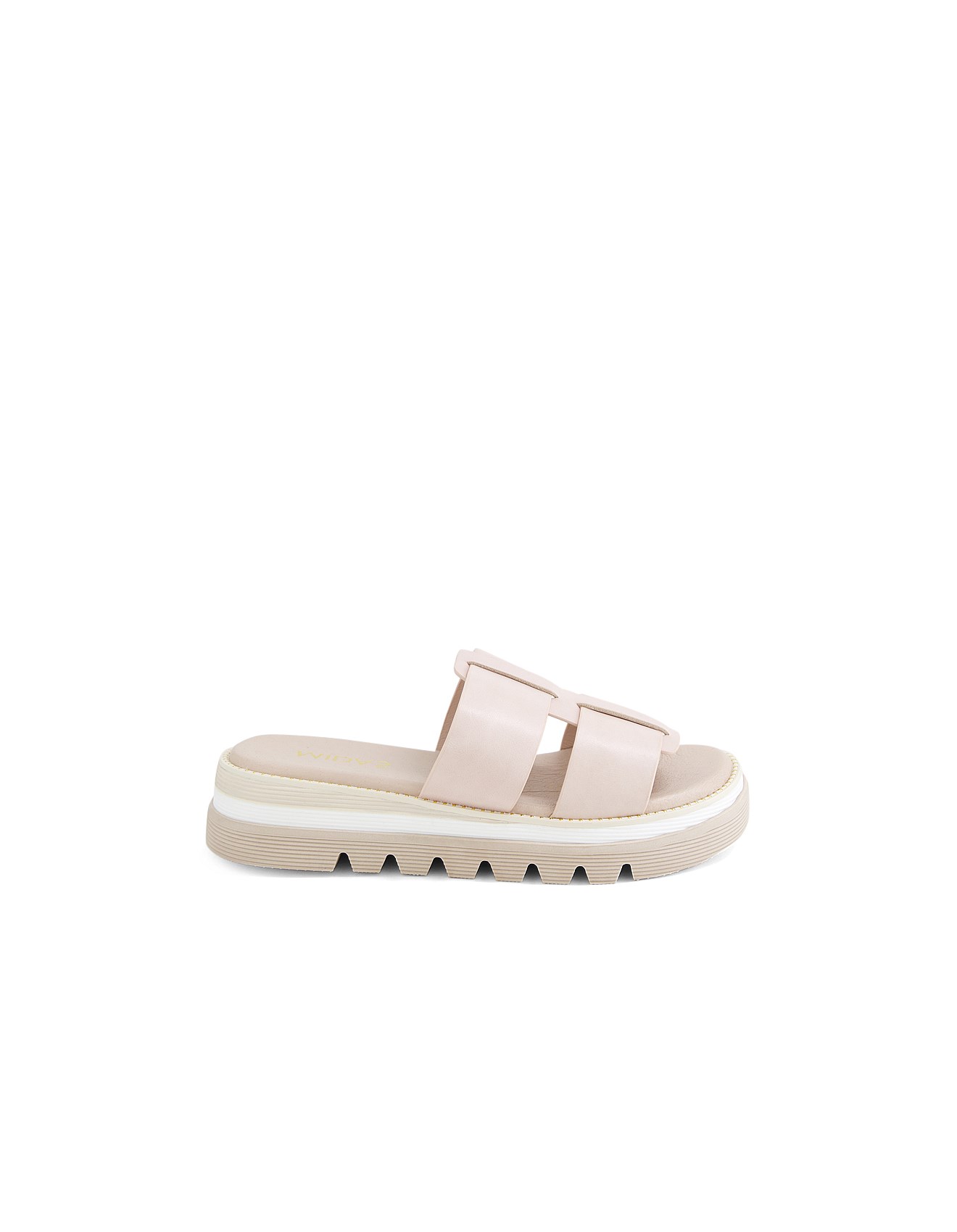 Midas Steey Almond Leather Slides | David Jones