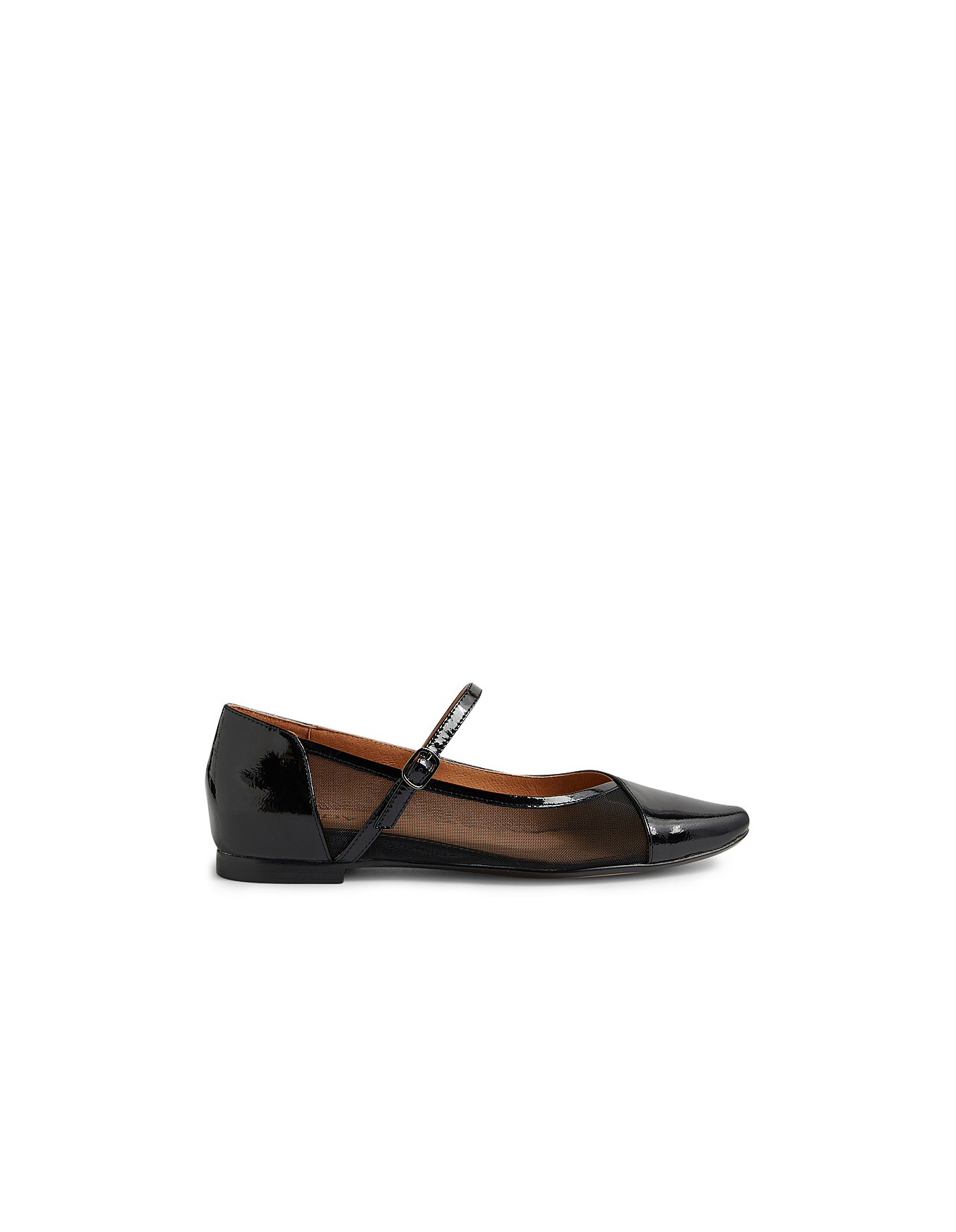 Midas Shelfa Black Patent Mesh Flat Shoes | David Jones