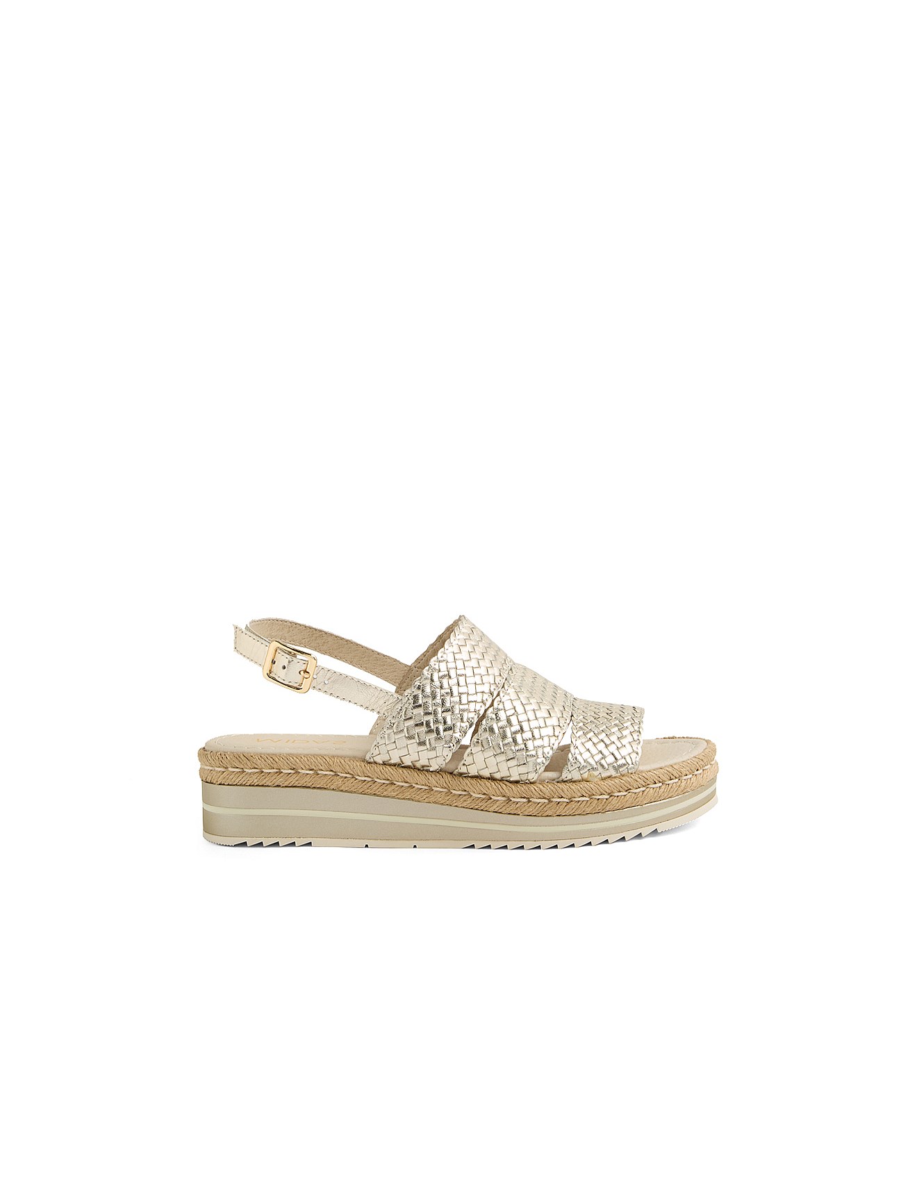 Midas Alikol Pale Gold Weave Leather Sling Back Sandals | David Jones
