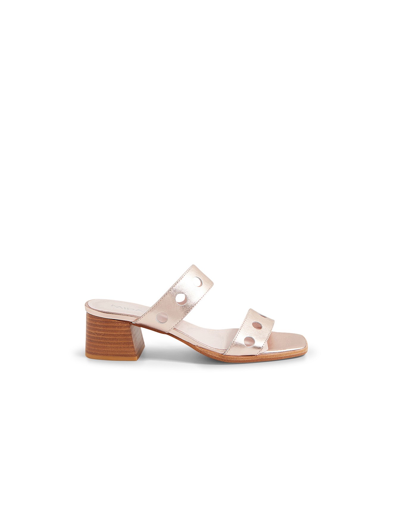 Midas Marriet Pale Rose Gold Leather Slides | David Jones