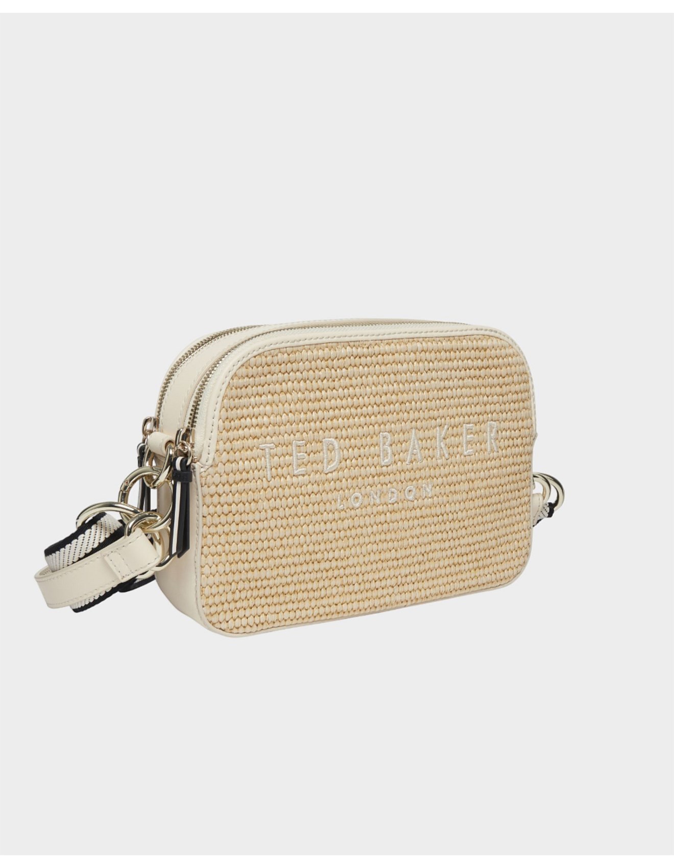 Ted Baker Stelio Branded Webbing Faux Raffia Camera Bag | David Jones