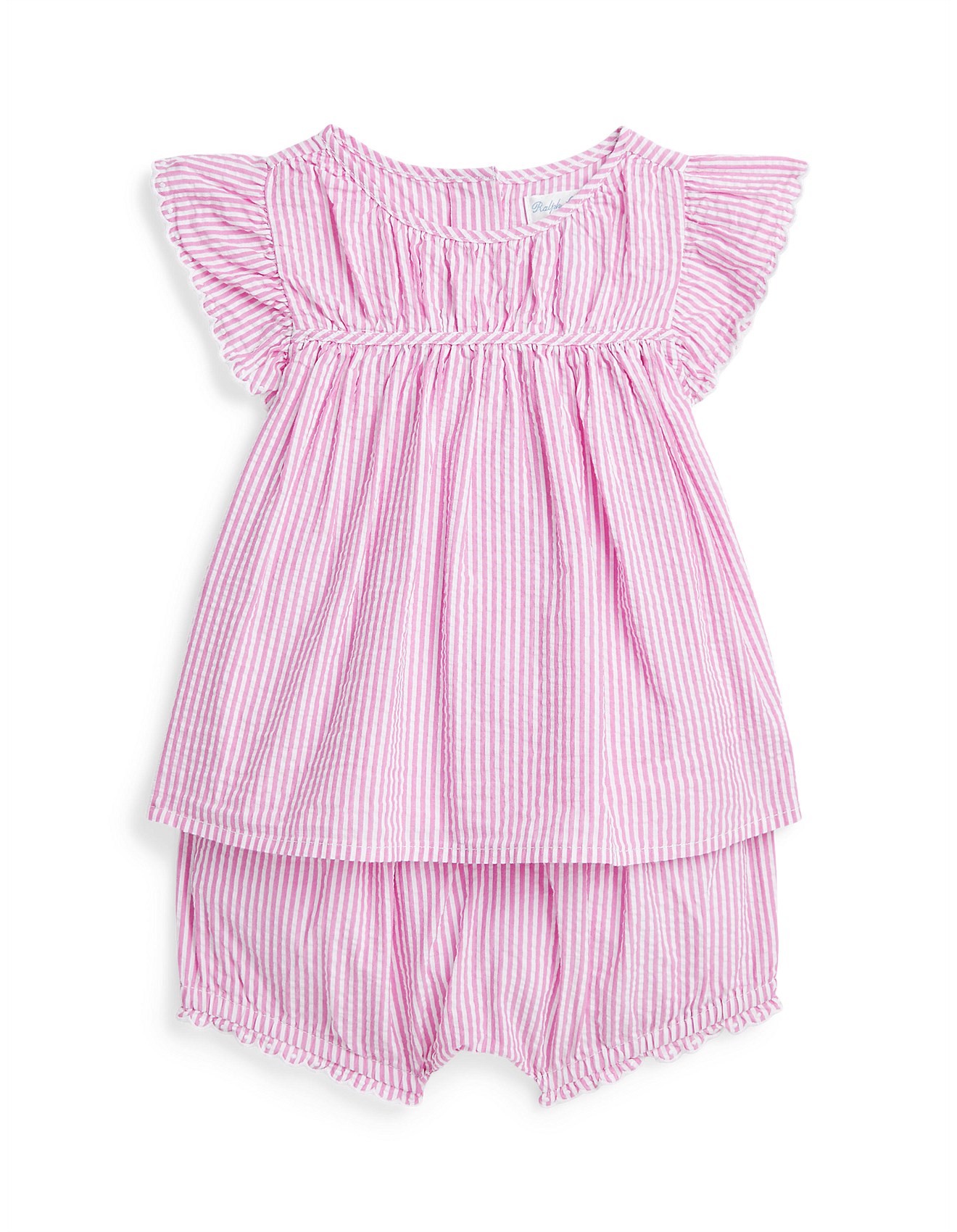 Polo Ralph Lauren Striped Seersucker Top & Bloomer Set (3-24 Months ...