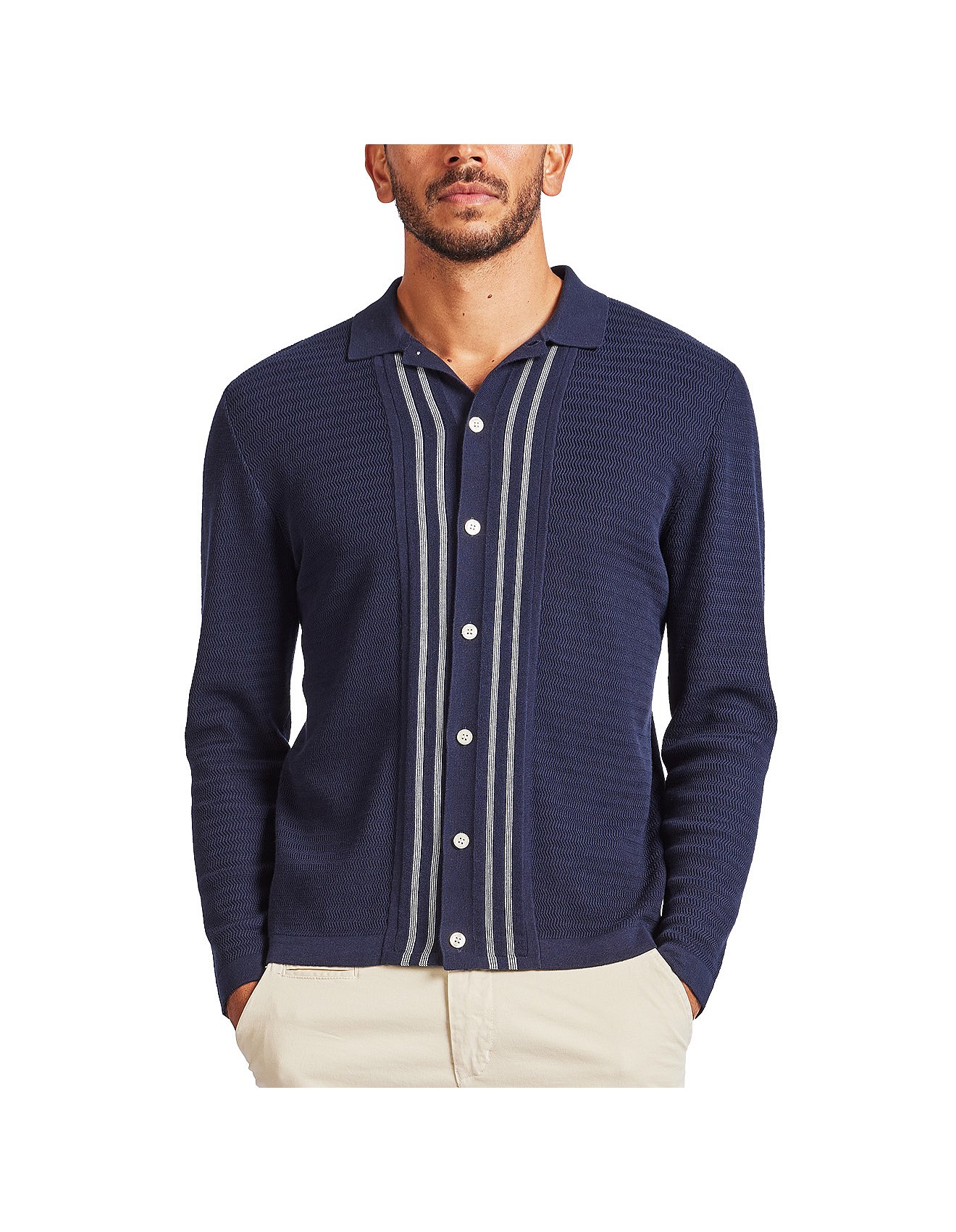 Academy Brand Ross Stripe Ls Polo | David Jones