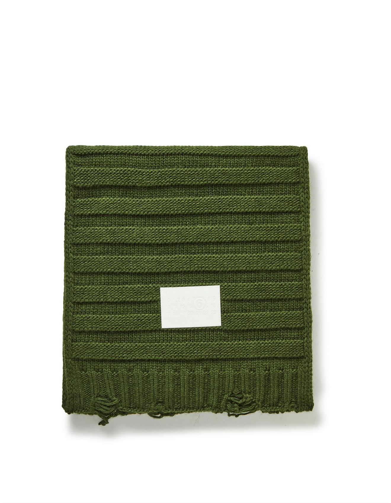 Mm6 Maison Margiela Ribbed Wool Scarf With Destroyed Effect | David Jones
