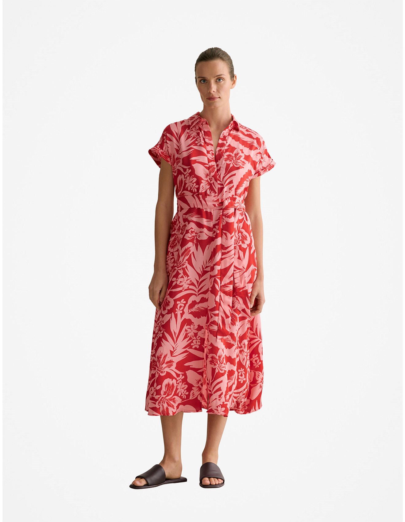 Trenery Hibiscus Modal Half Placket Dress | David Jones