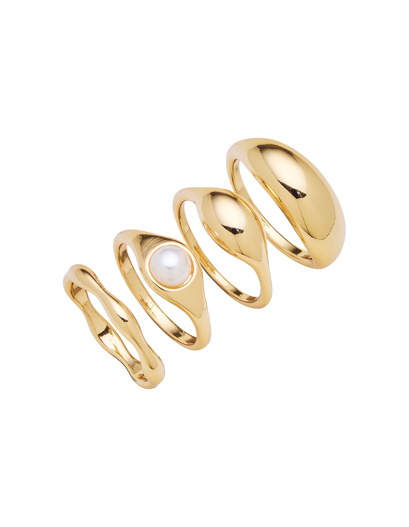 David Lawrence Metal and Pearl Bundle Ring Set | David Jones