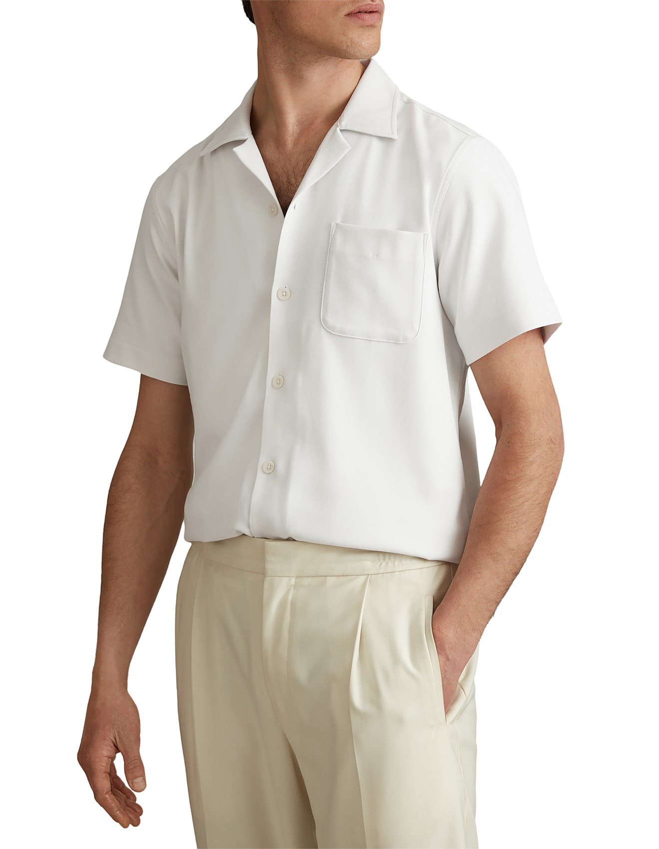 Reiss Nitus -Short Sleeve Cuban Herringone Shirt | David Jones