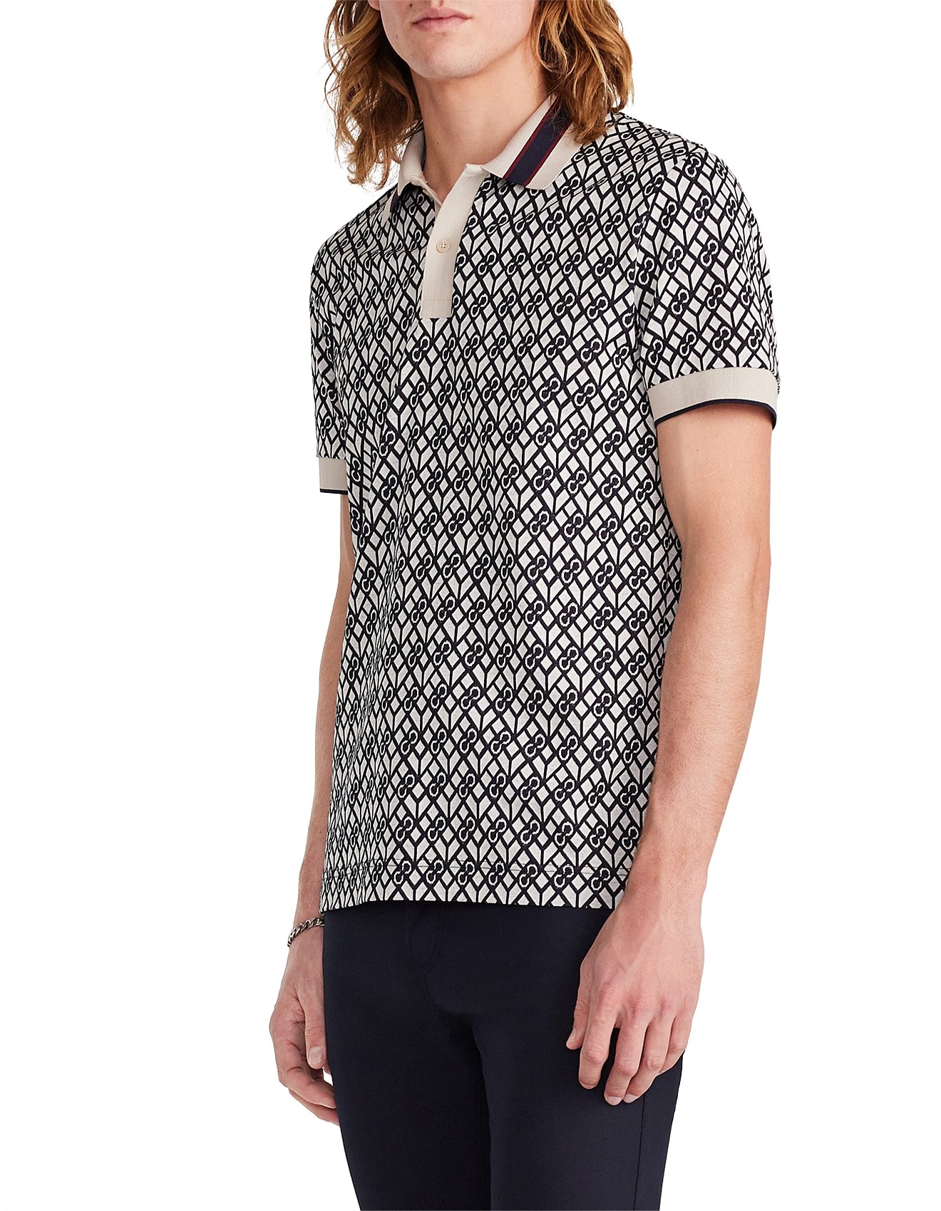 Calibre Monogram Jacquard Polo | David Jones