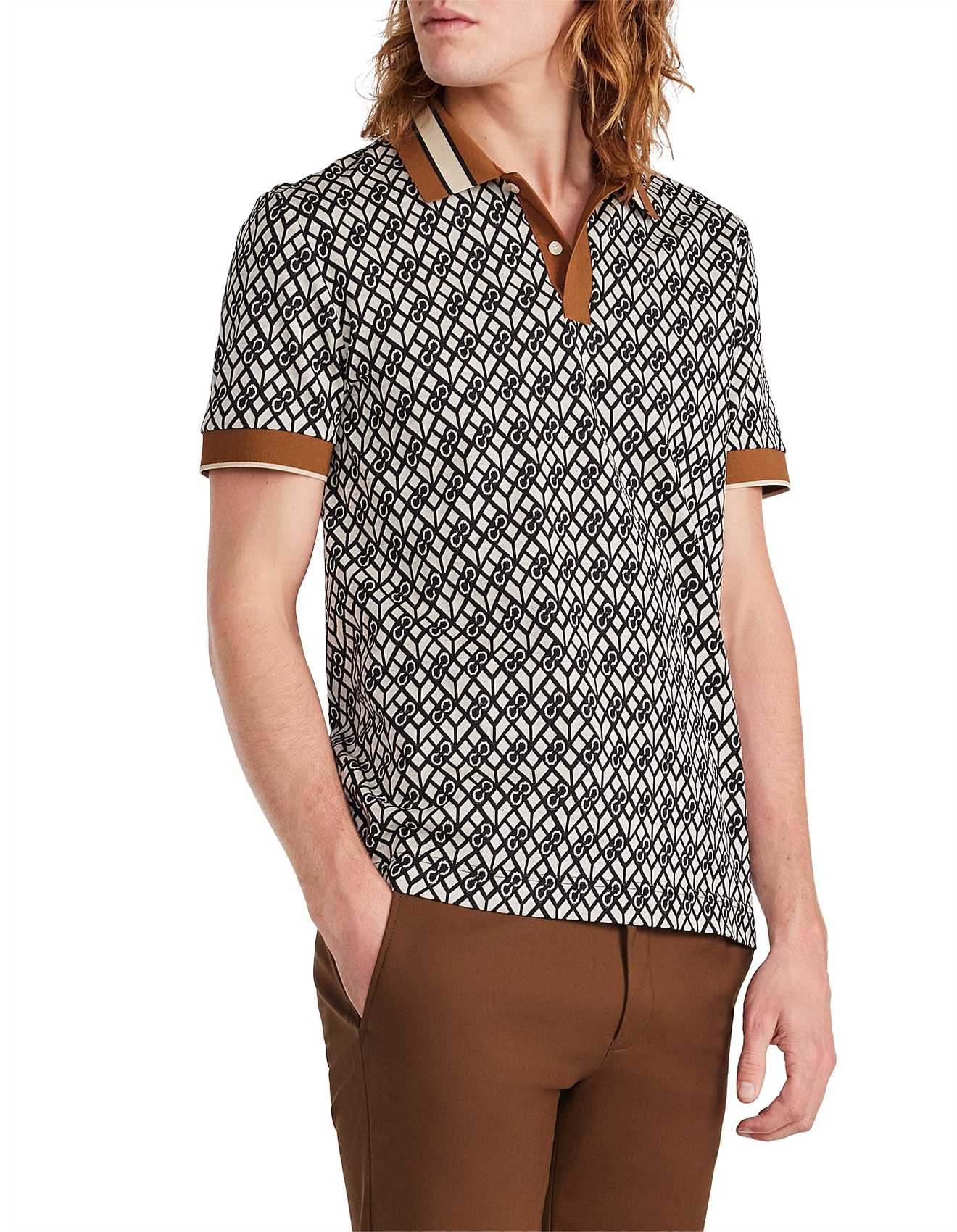 Calibre Monogram Jacquard Polo | David Jones