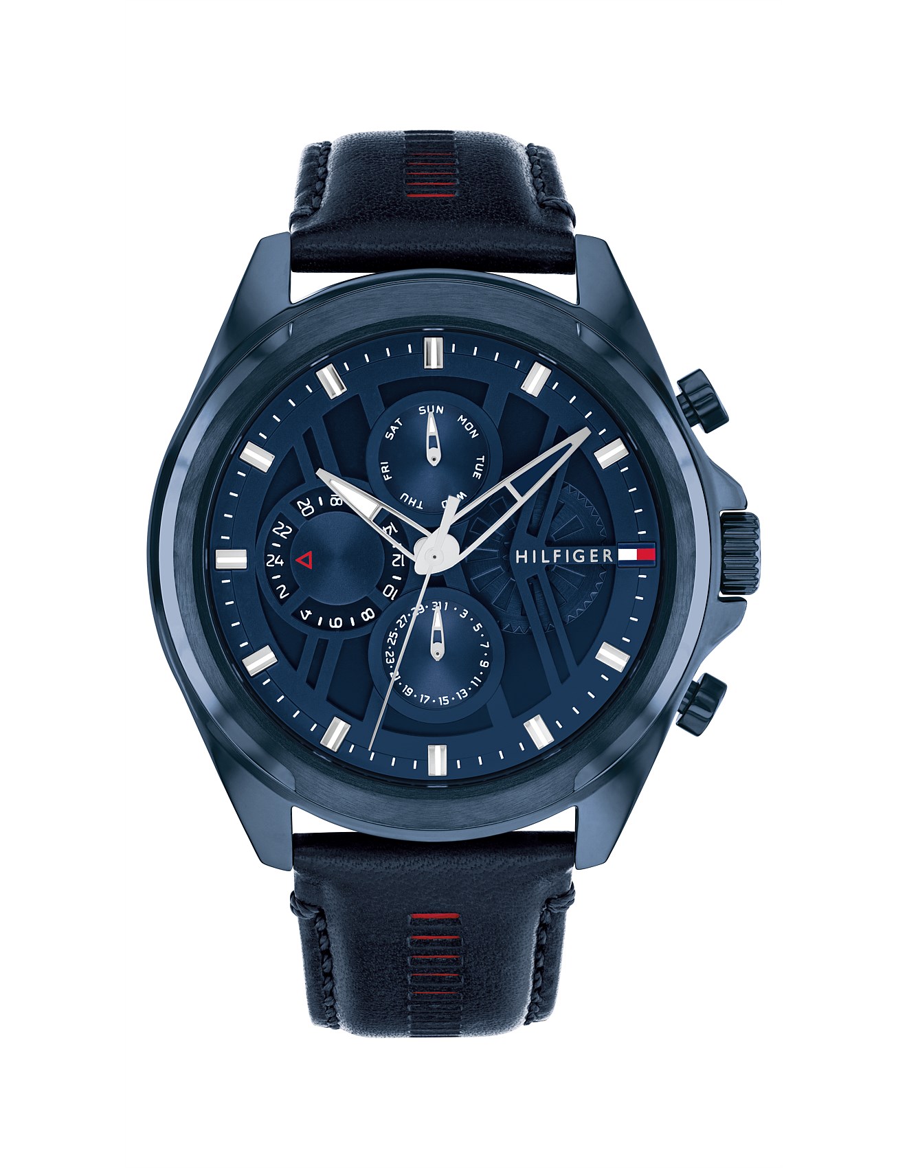 Tommy Hilfiger Jax Navy Leather Navy Dial Watch | David Jones