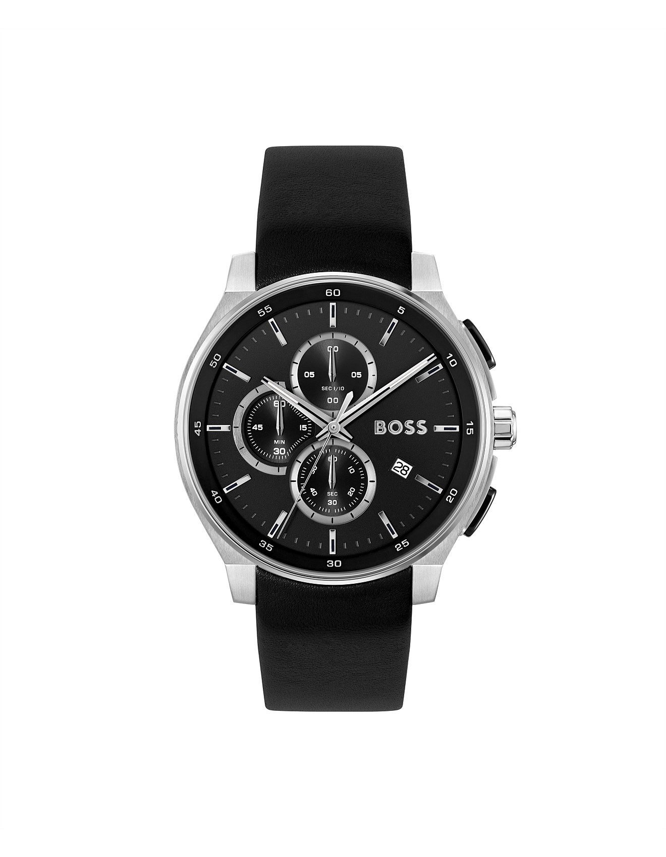 Boss Peak 2.0 Black Leather Black Dial Watch | David Jones