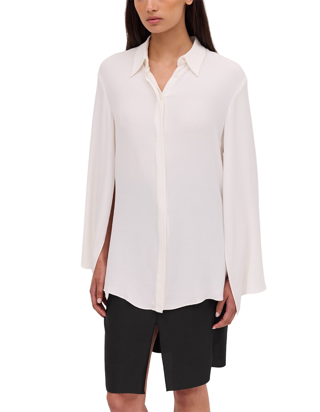 Bianca Spender White Crinkle Crepe Absolute Shirt | David Jones