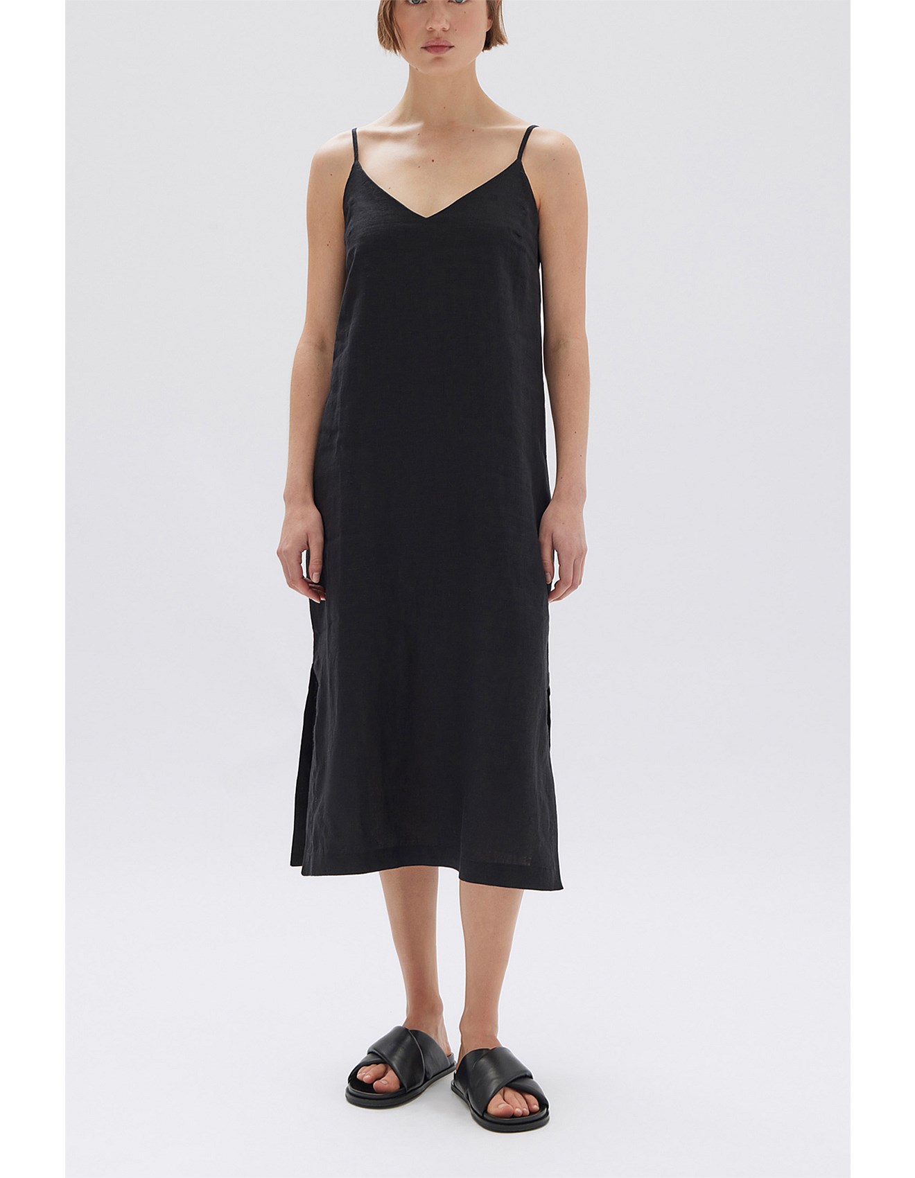 Assembly Label Vallory Linen Slip Dress Black | David Jones