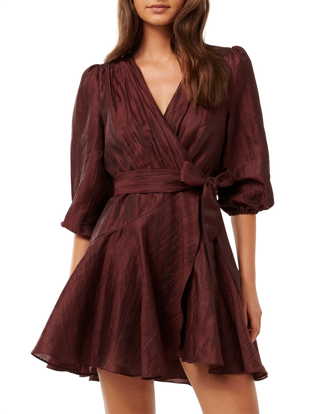 Forever New Matilda Textured Wrap Mini Dress | David Jones