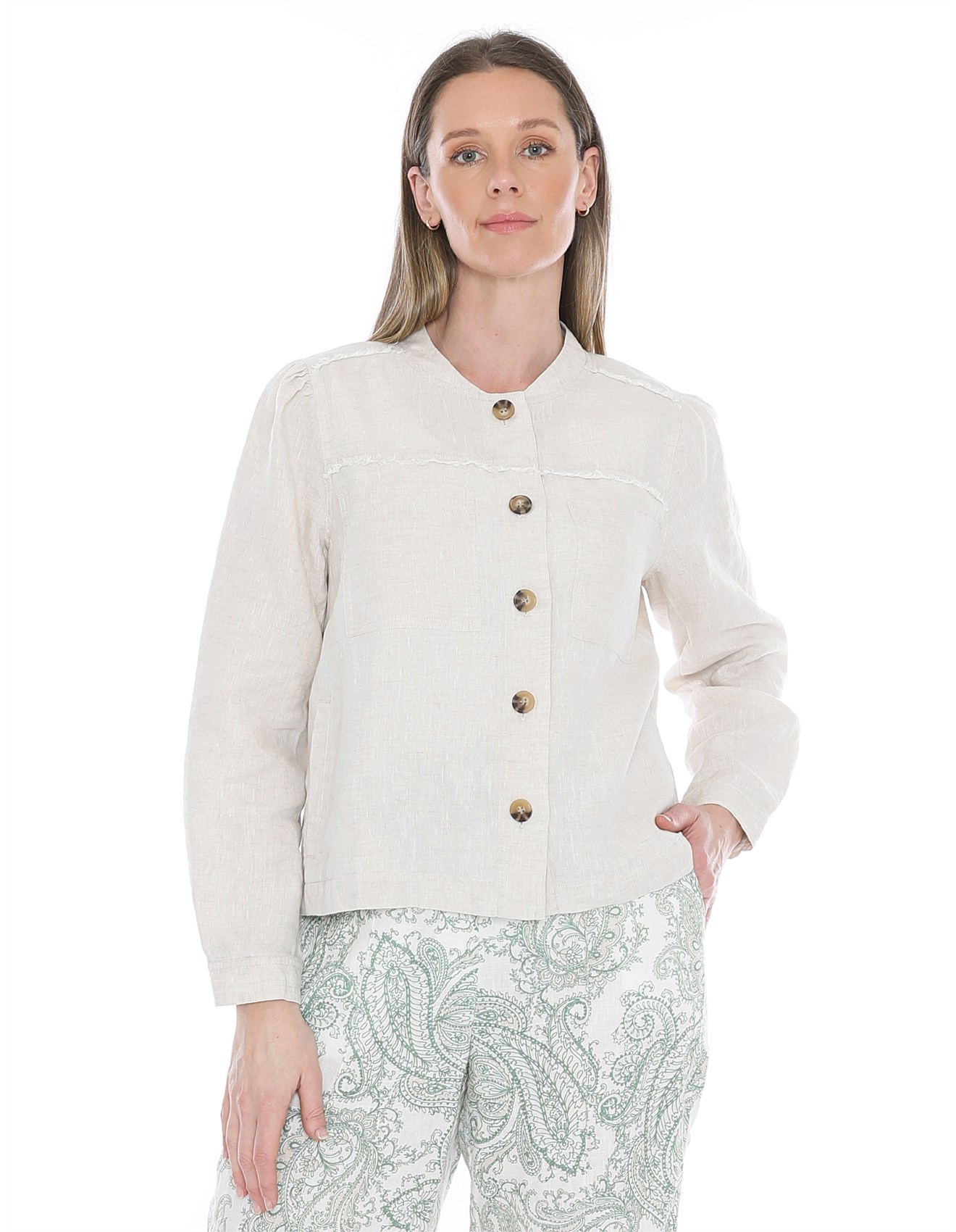 Jump Boxy Linen Jacket | David Jones