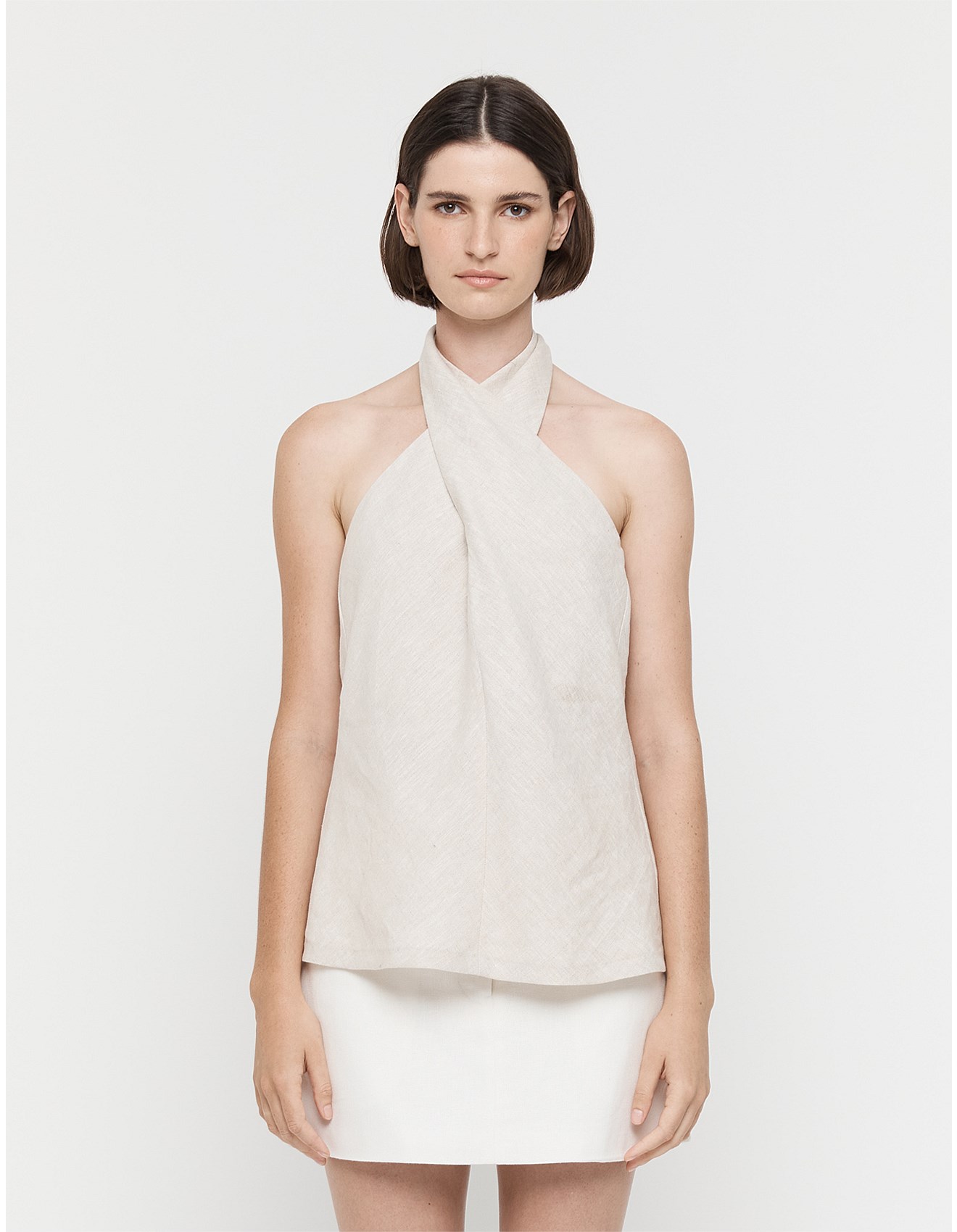 Friend Of Audrey Cross-over Bias Linen Top | David Jones