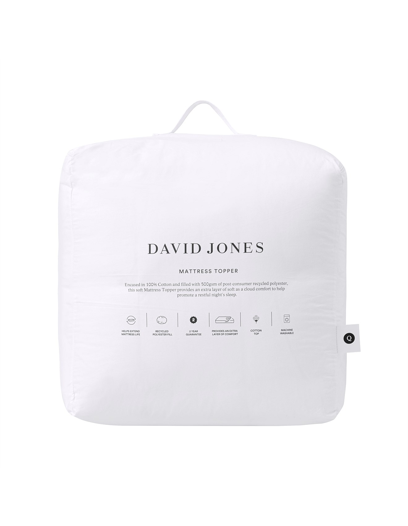 David Jones Recycled Polyester Mattress Topper Qb | David Jones