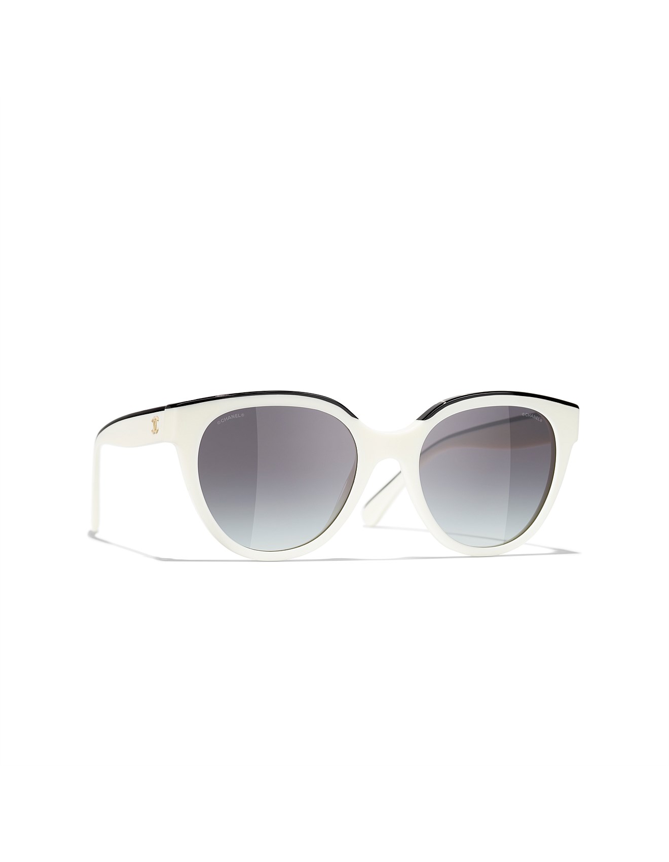 Chanel Oval White Gradient Grey Sunglasses | David Jones