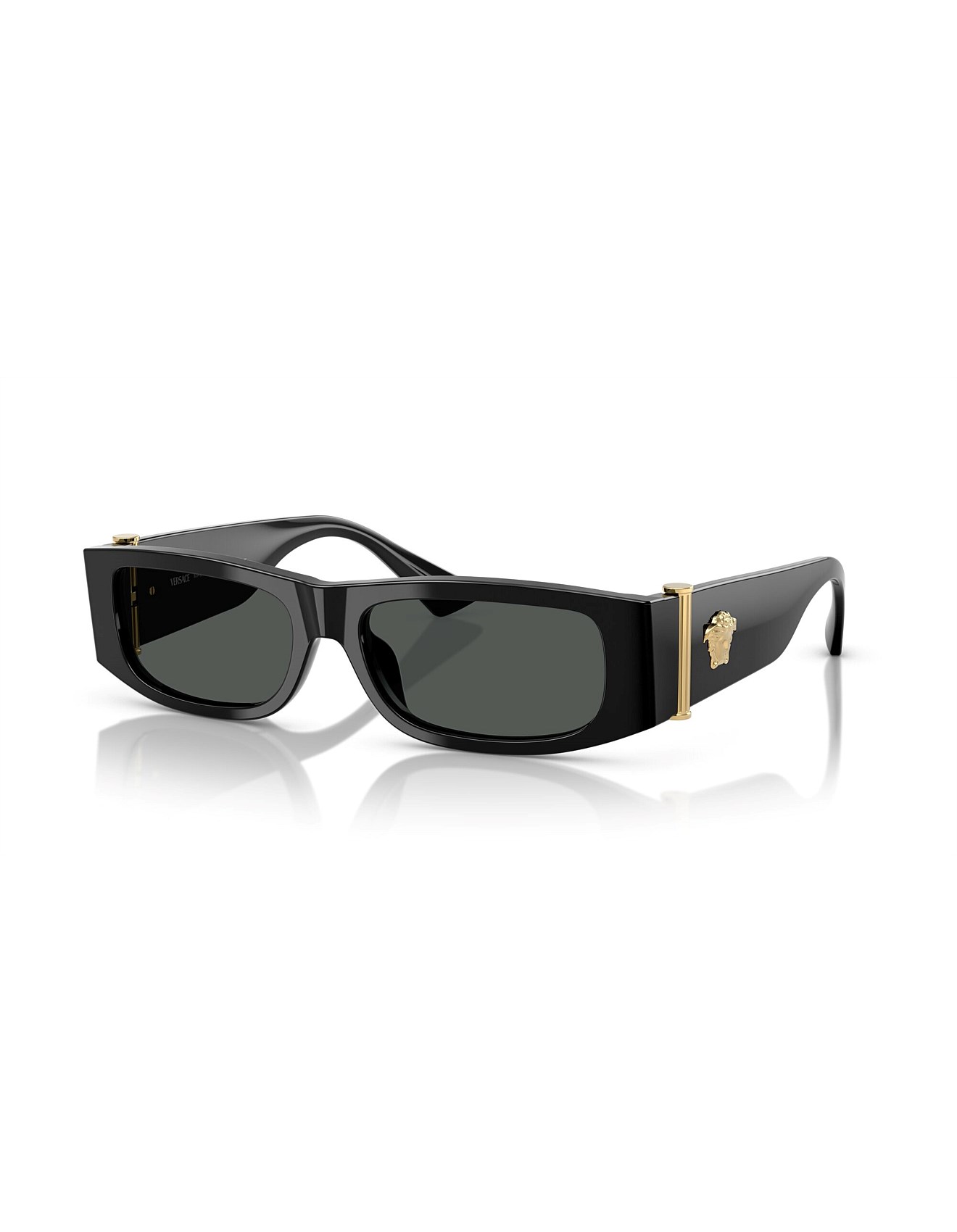 Versace Rectangle Black Dark Grey Sunglasses | David Jones