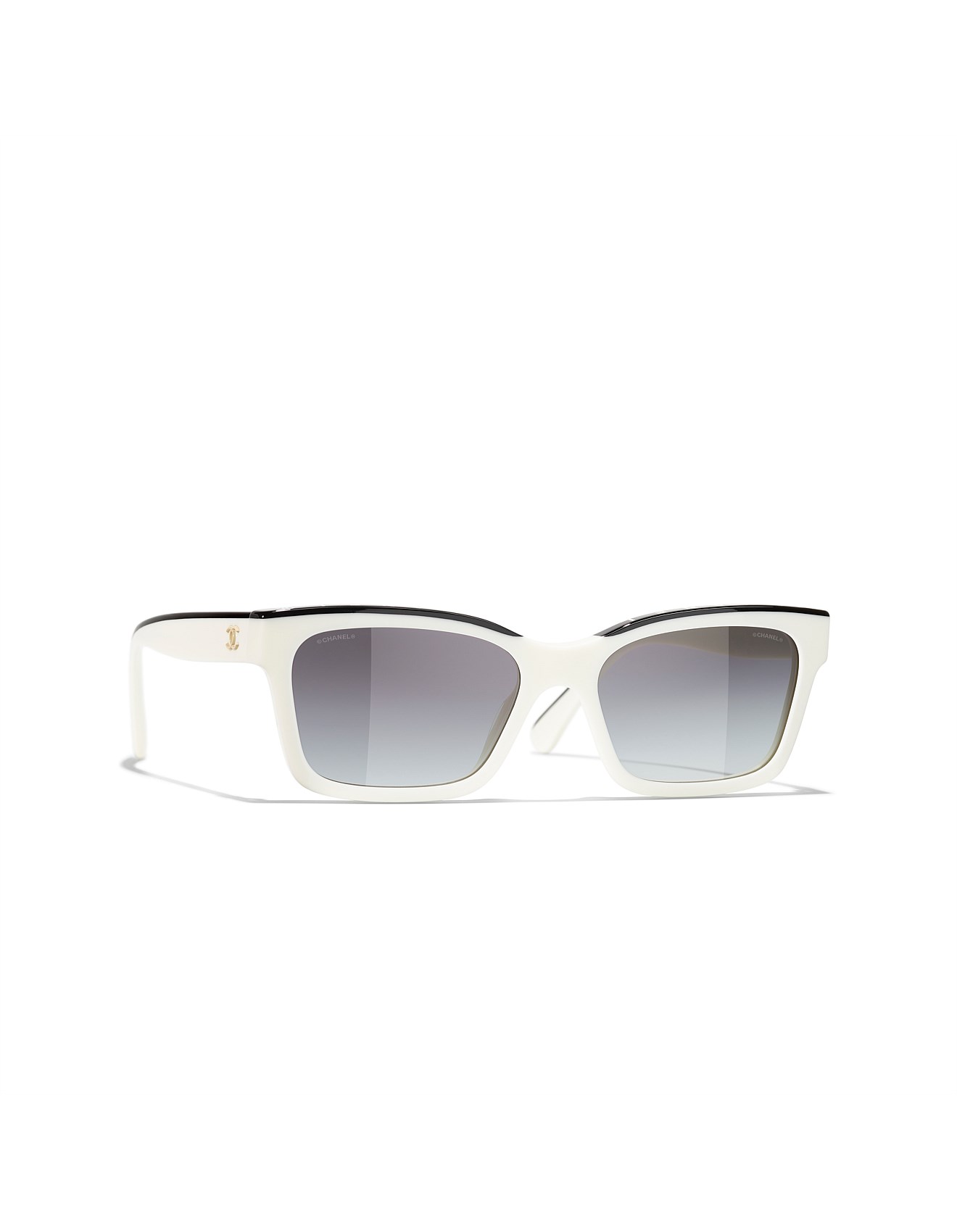 Chanel Rectangle White Gradient Grey Sunglasses | David Jones