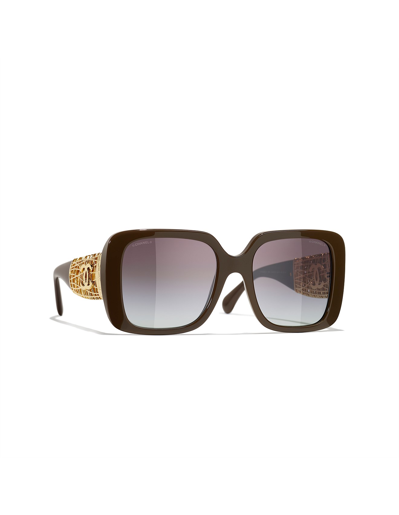 Chanel Square Brown Gradient Grey Sunglasses | David Jones