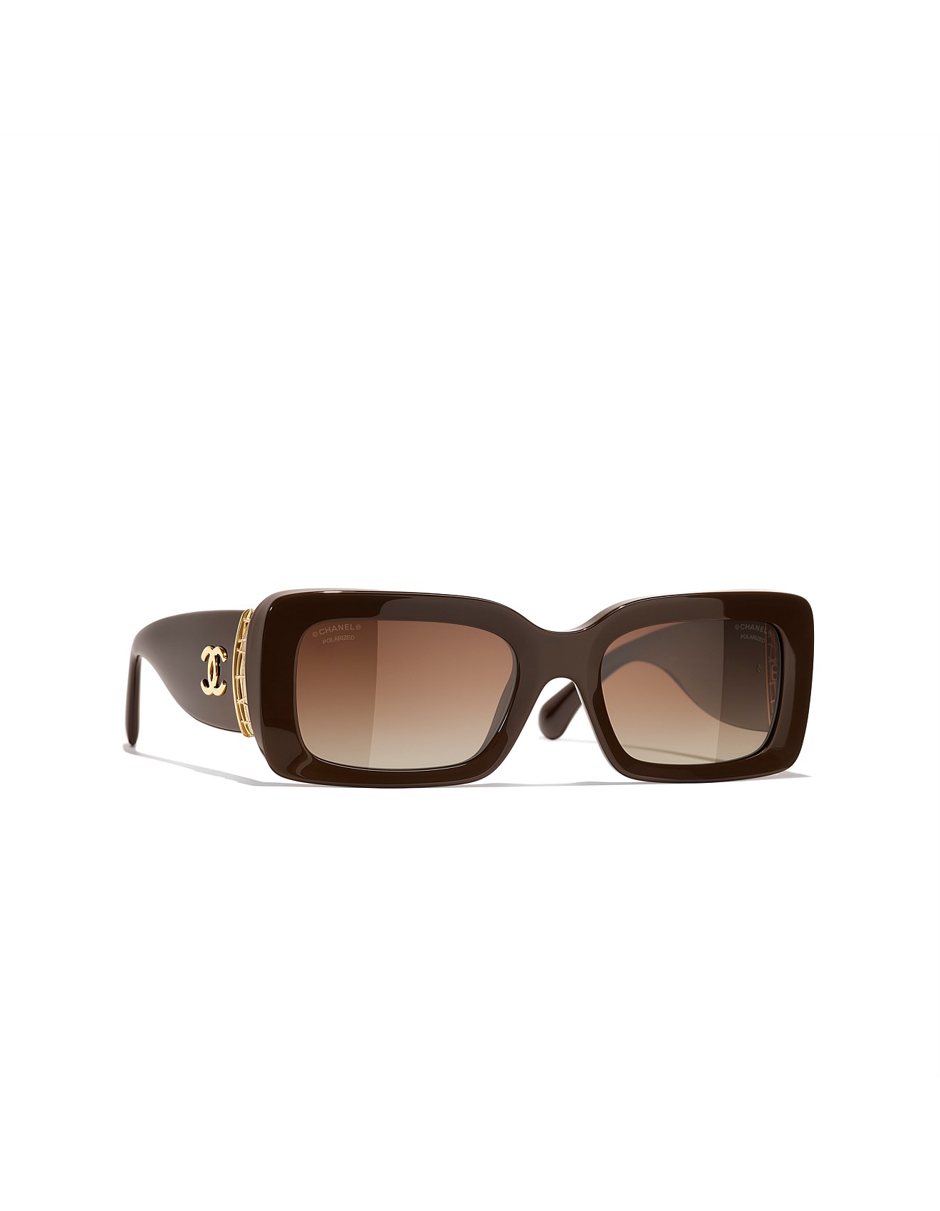 Chanel Rectangle Brown Gradient Brown Polar Sunglasses | David Jones