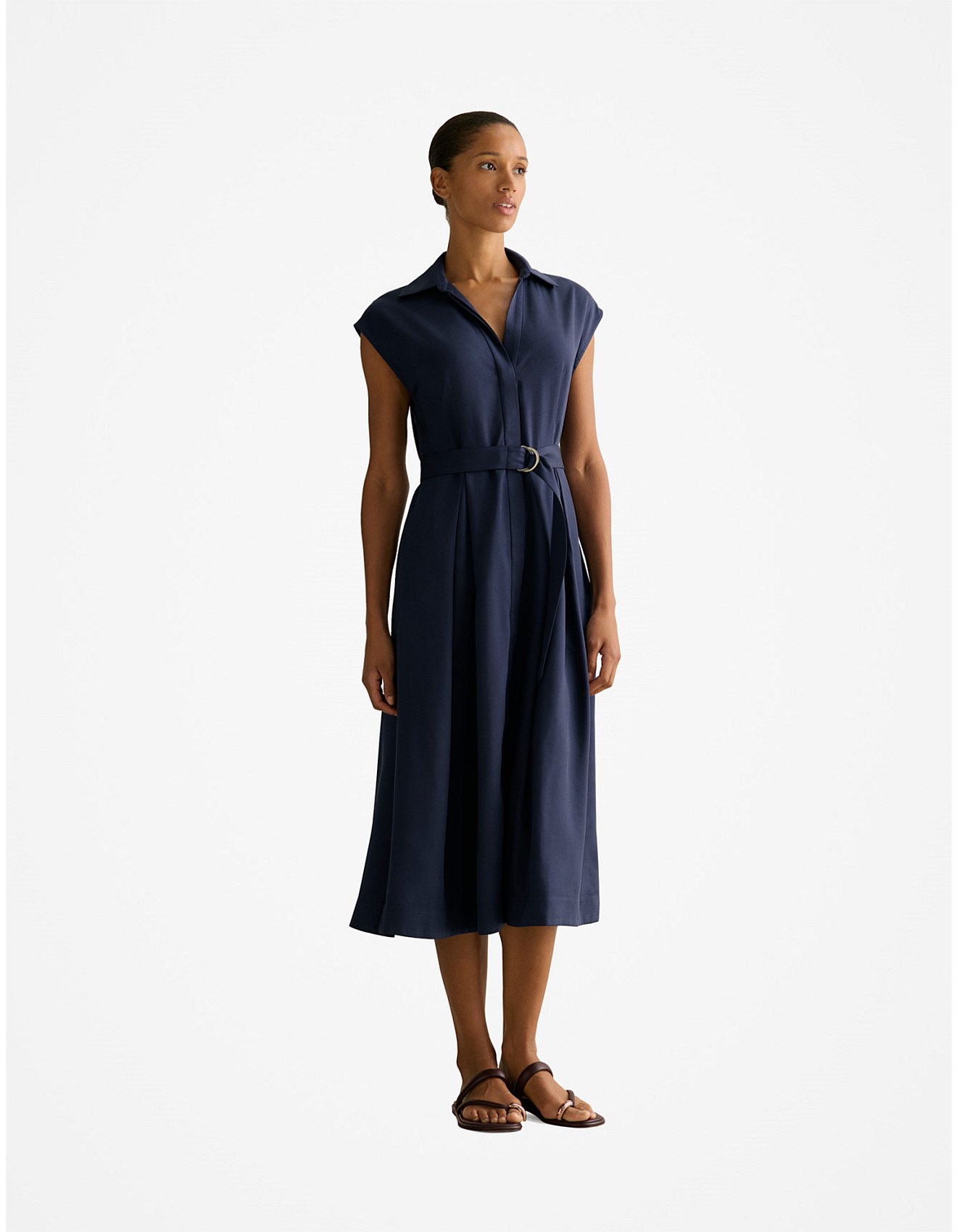 Trenery Tencel Pleated Shirt Dress | David Jones
