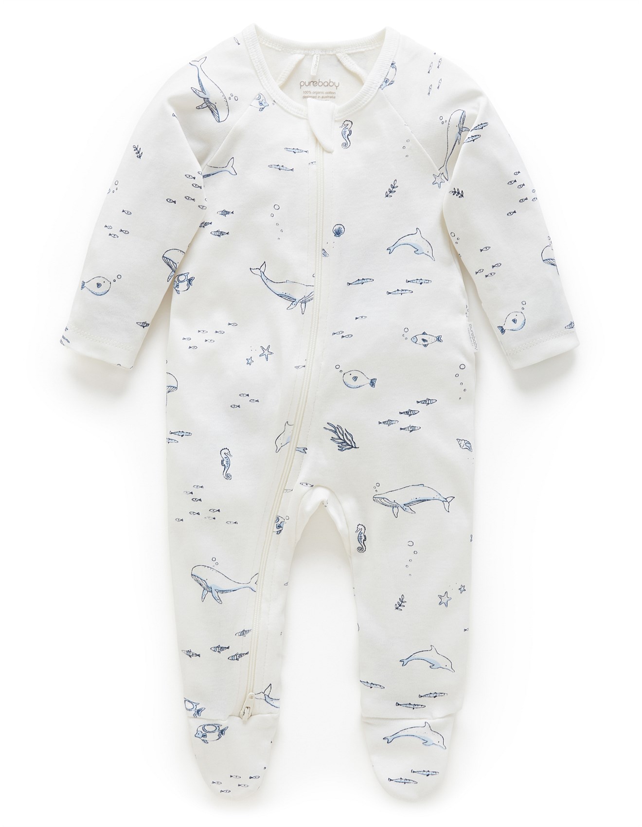 Purebaby Essentials Zip Growsuit | David Jones