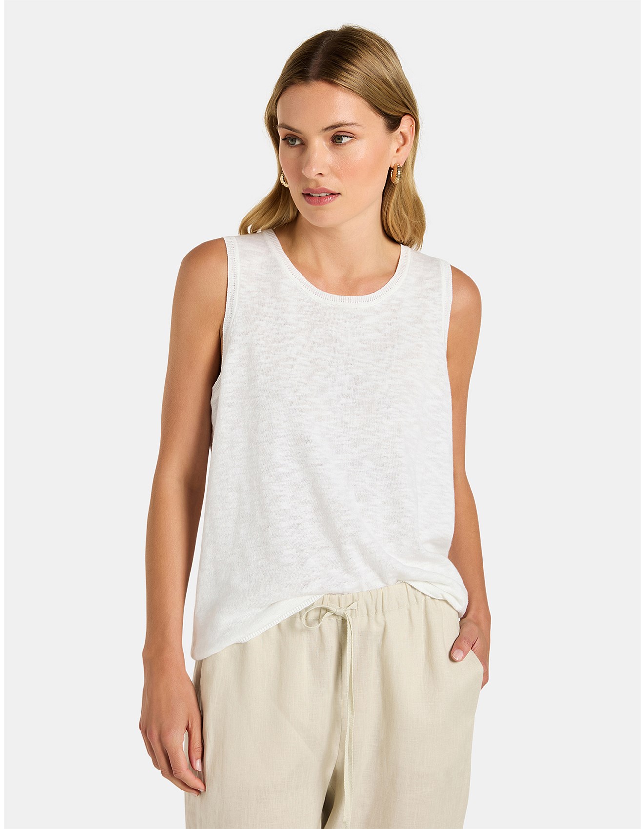 Yarra Trail Serene Tank With Slub Texture | David Jones