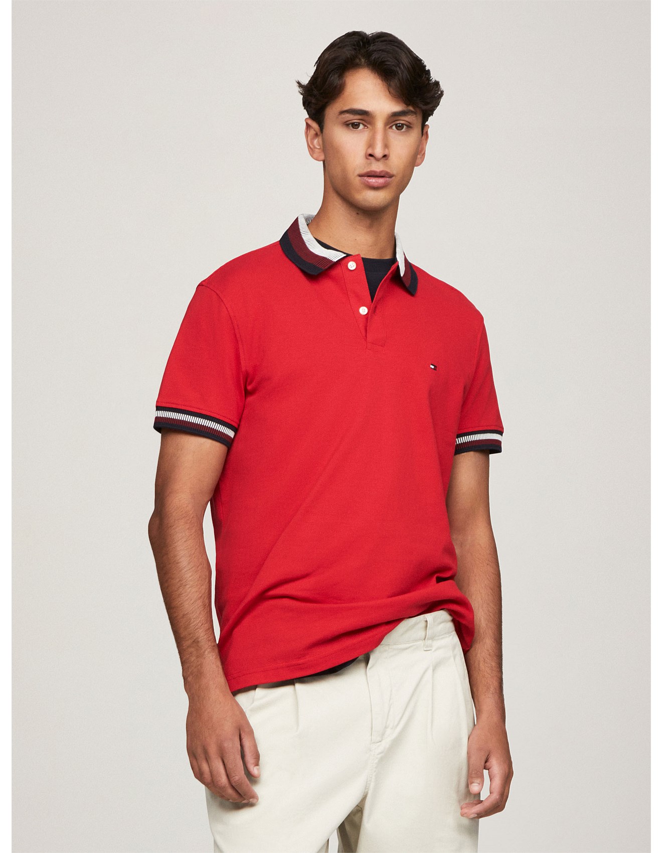 Tommy Hilfiger Two Tone Shadow Collar Regular Fit Polo | David Jones