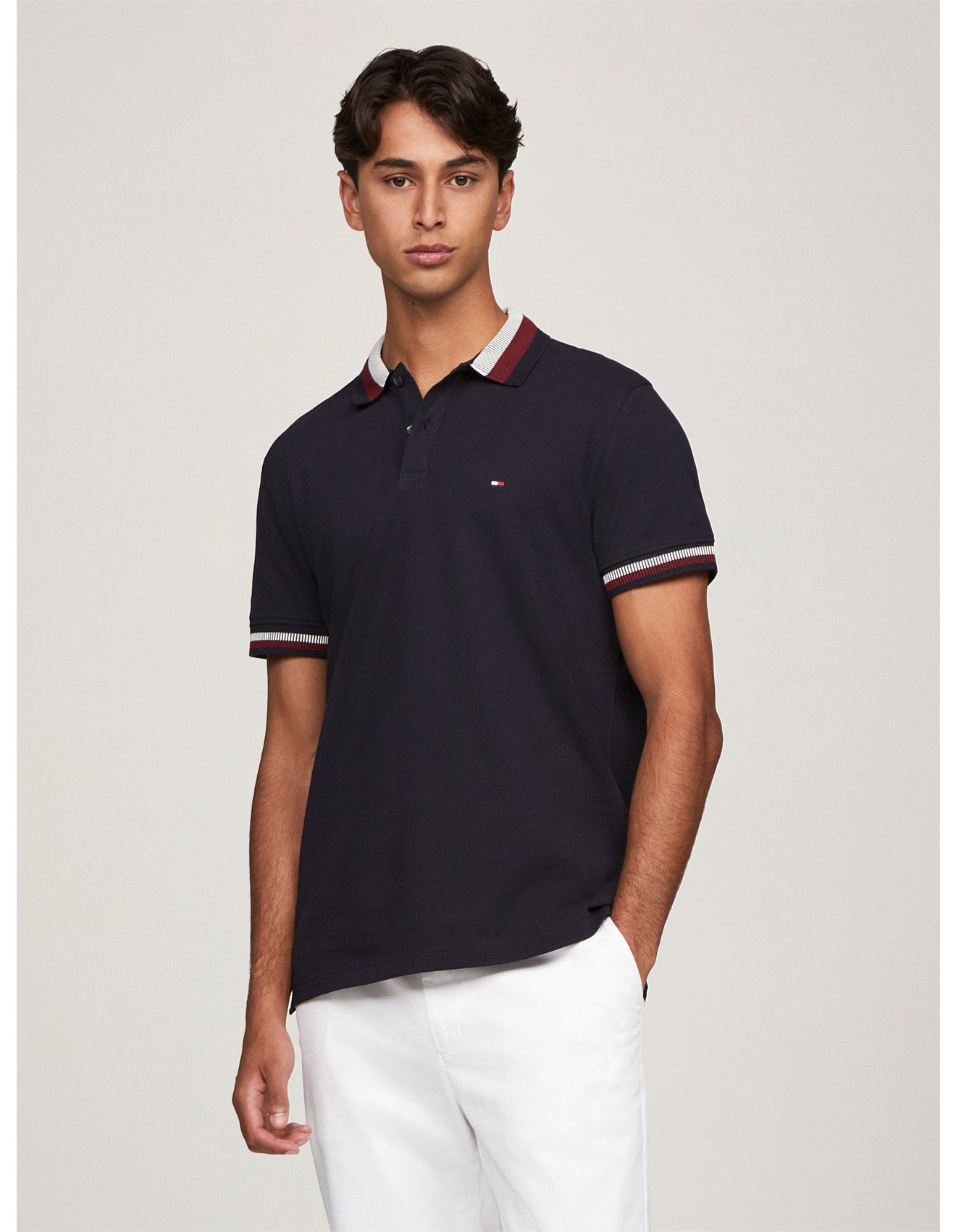 Tommy Hilfiger Two Tone Shadow Collar Regular Fit Polo | David Jones