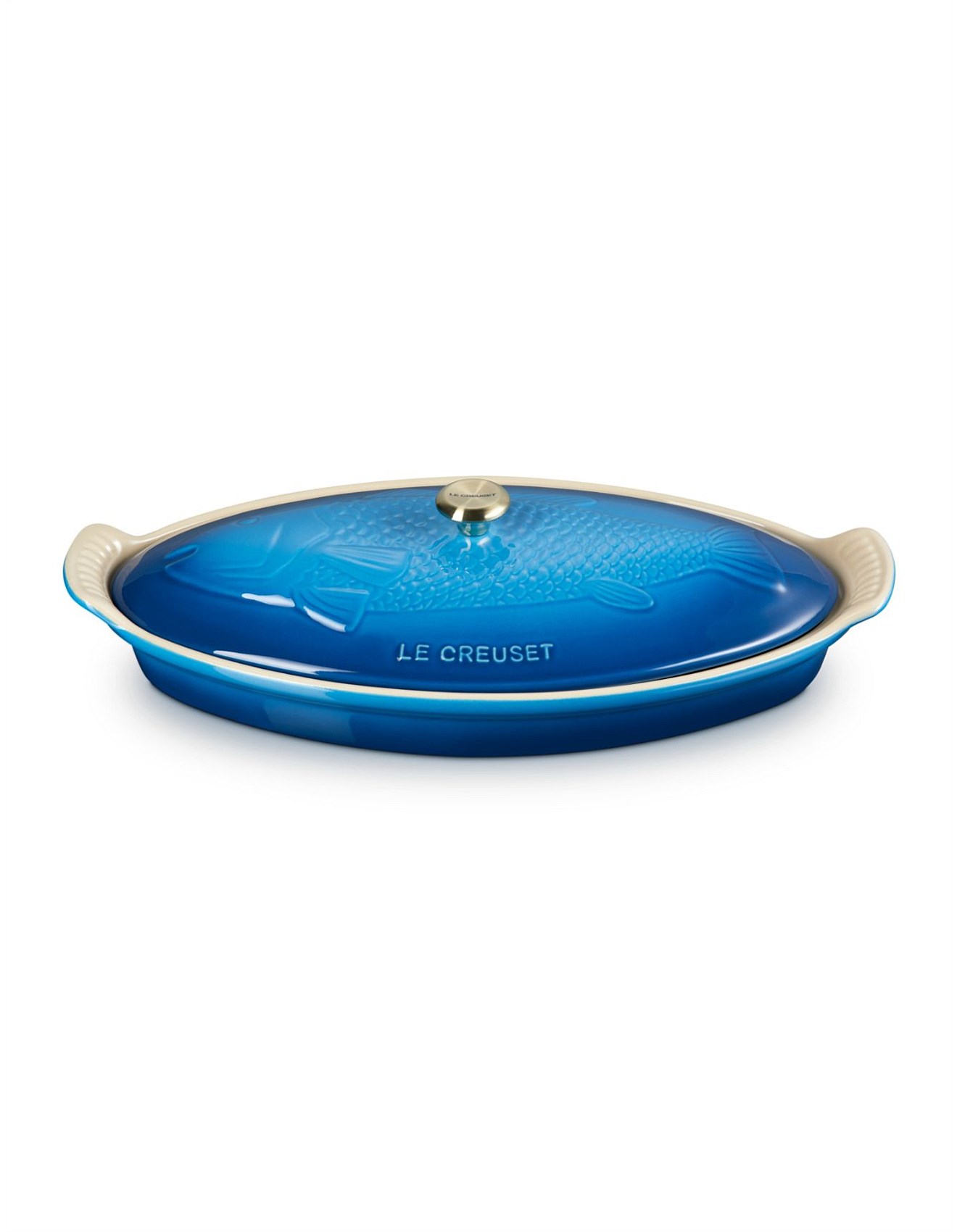 Le Creuset Heritage Fish Baker W Lid 34cm Marseille Blue | David Jones