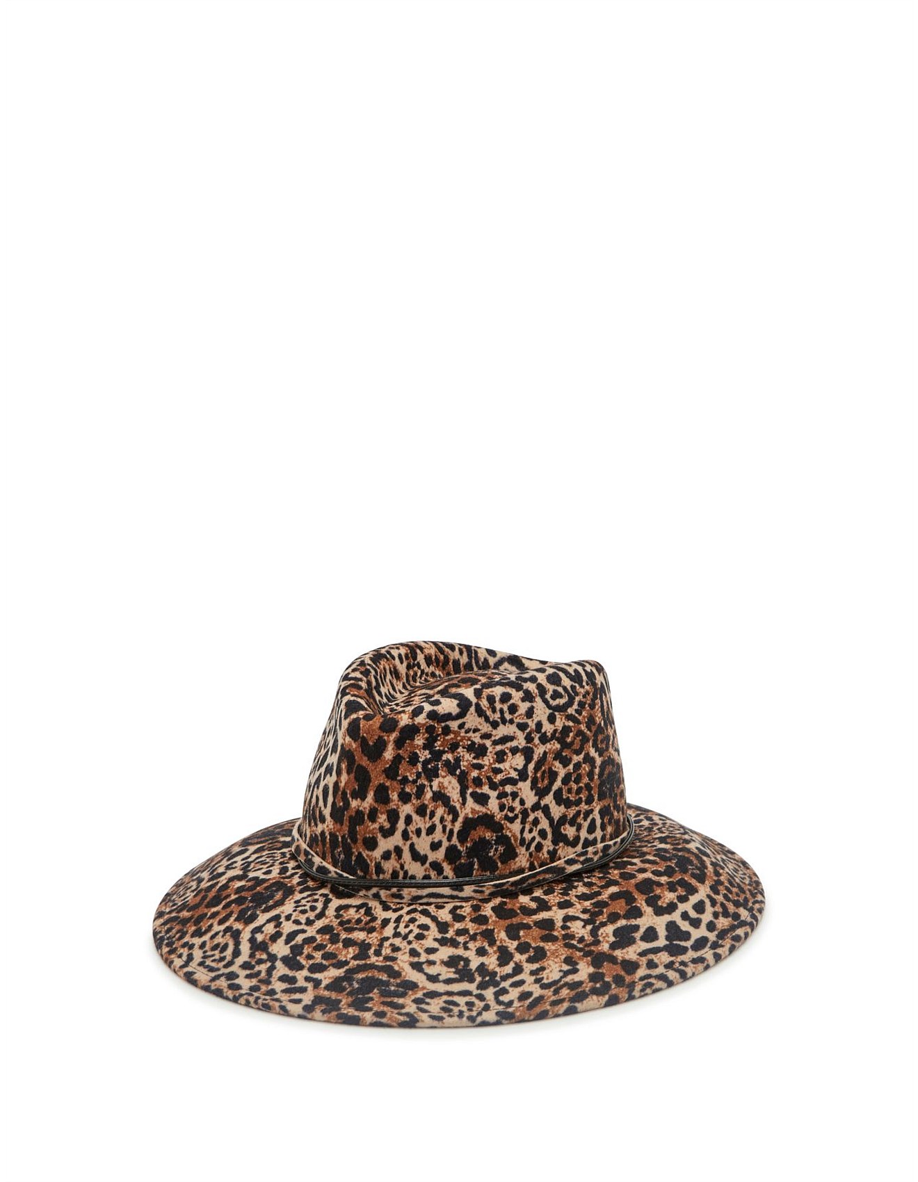 Milana Leopard Wool Felt Classic Fedora Hat | David Jones