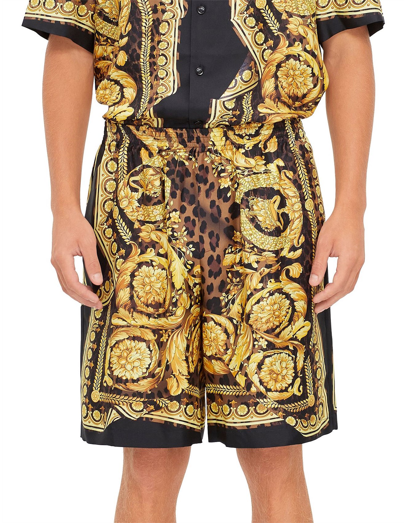 Versace Collection Shorts Silk Twill With Barocco Print | David Jones