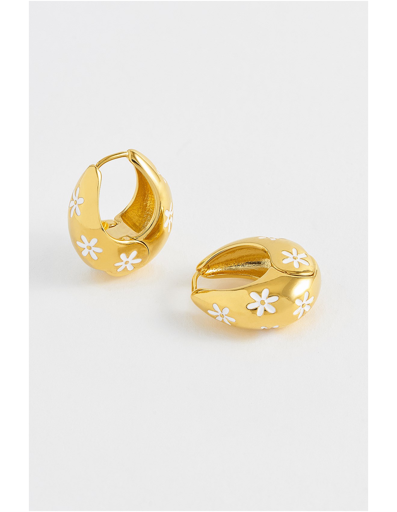 Estella Bartlett Flower Pattern Chunky Hinge Hoop Earrings | David Jones