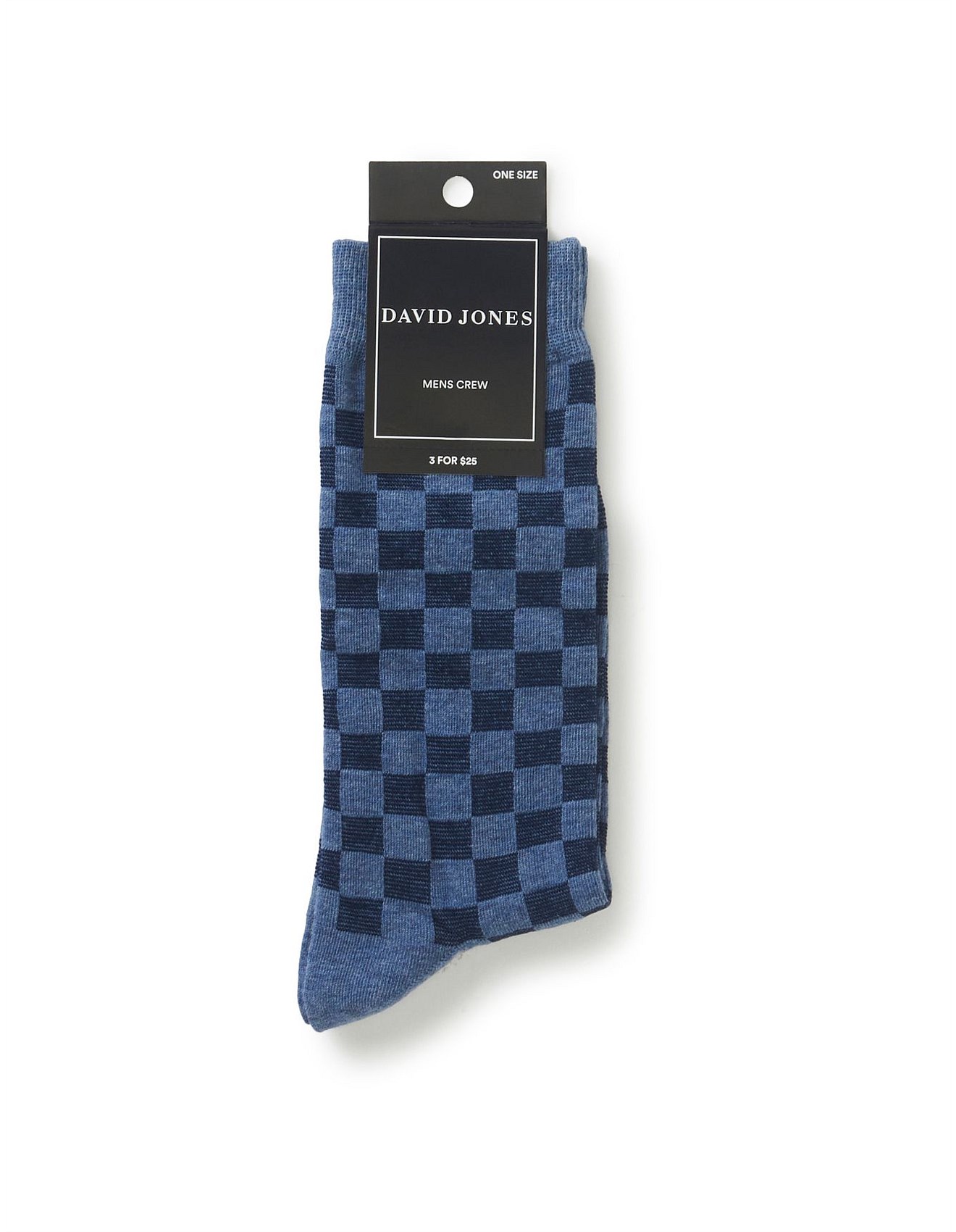 David Jones Collection Check Grid Crew Blue Denim Marle | David Jones