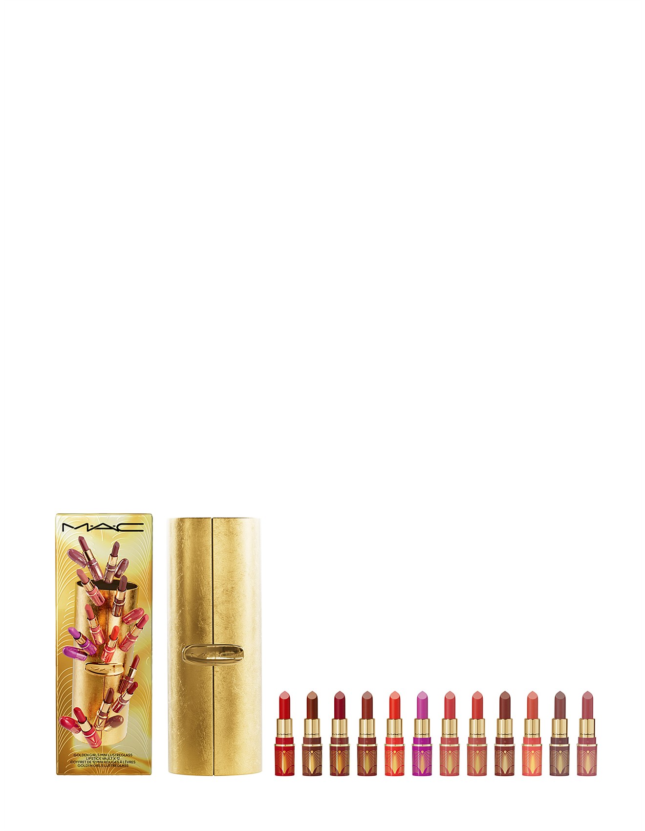 Mac Golden Girls Mini Lustreglass Lipstick Vault X 12 | David Jones
