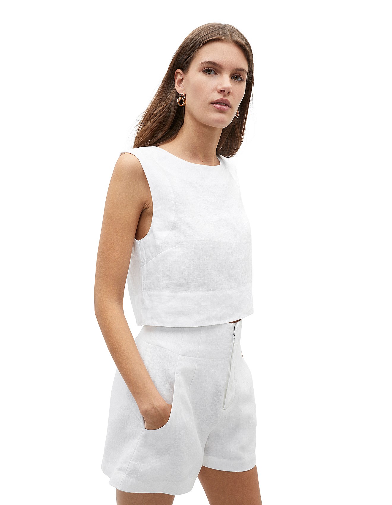 Seed Heritage Linen Cropped Shell Top | David Jones