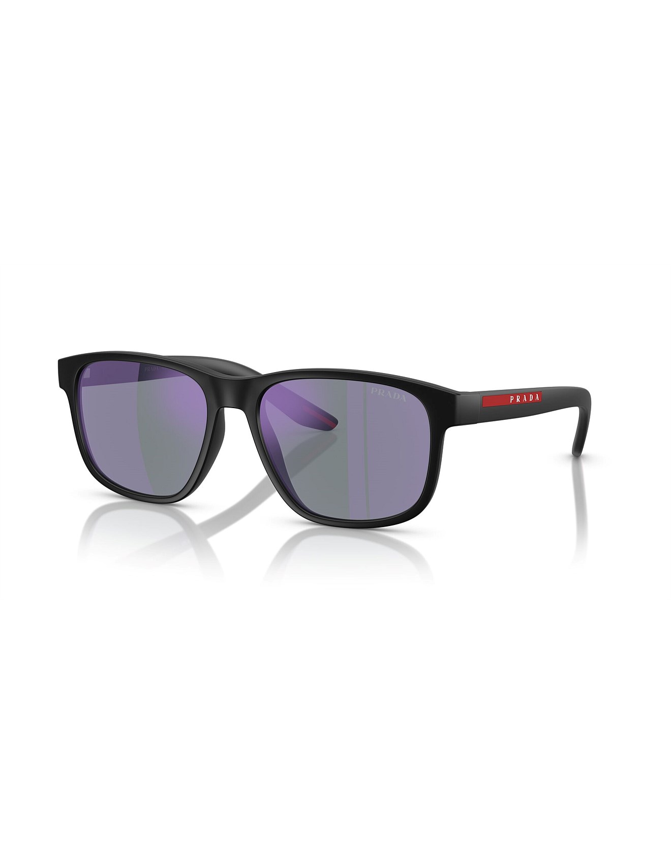 Prada Pillow Black Dark Blue Mirror Violet Sunglasses | David Jones