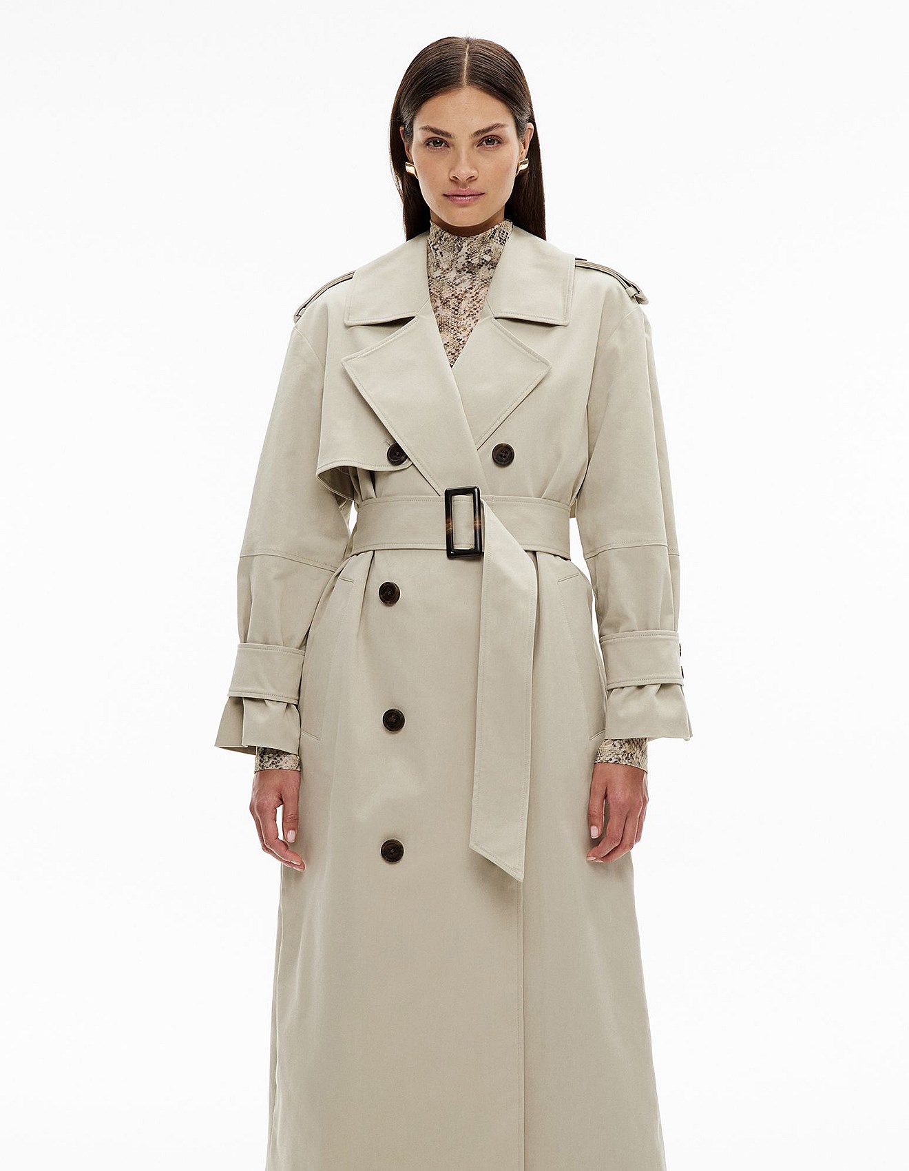 Witchery Classic Trench Coat With Double Breasted Silhouette Pebble ...
