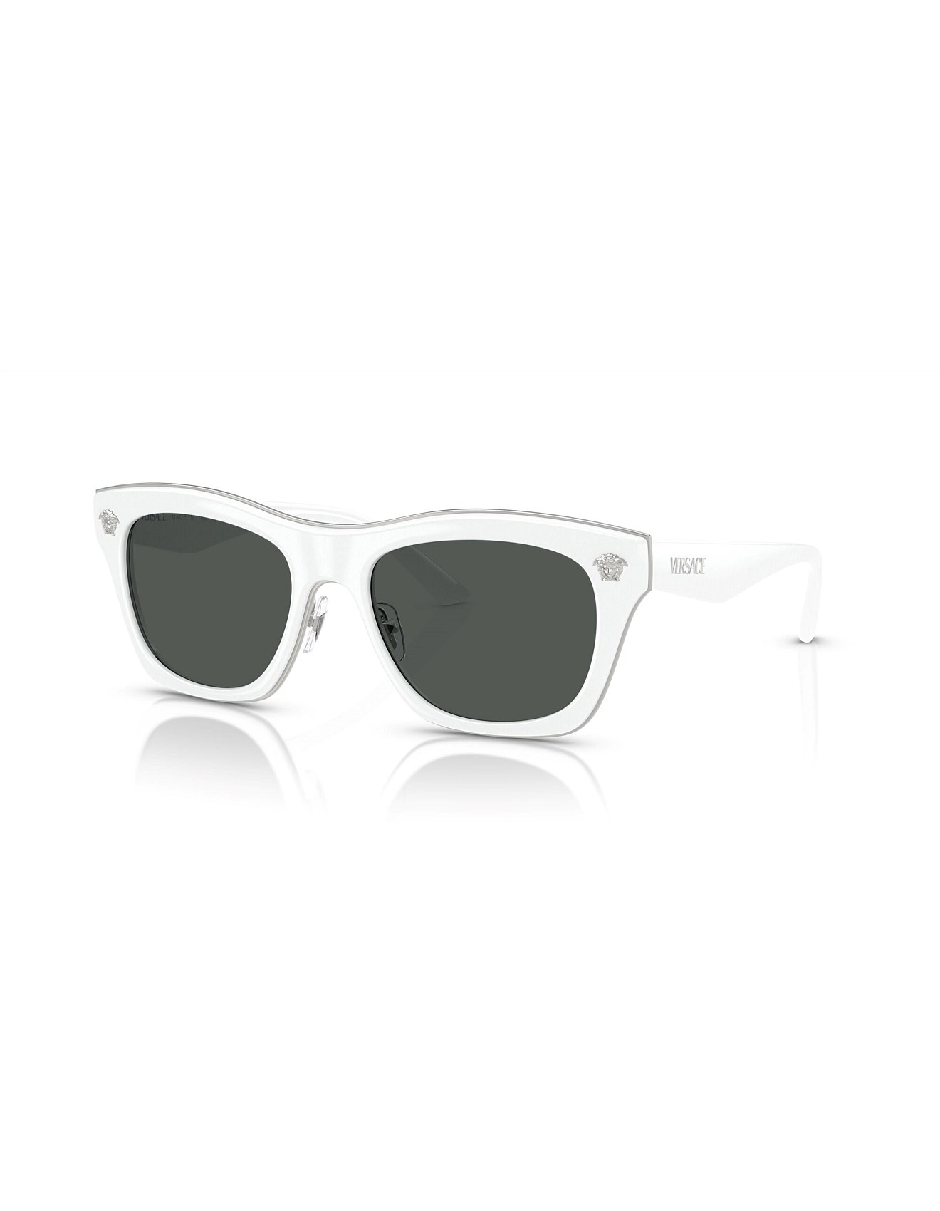 Versace Rectangle White Dark Grey Sunglasses | David Jones