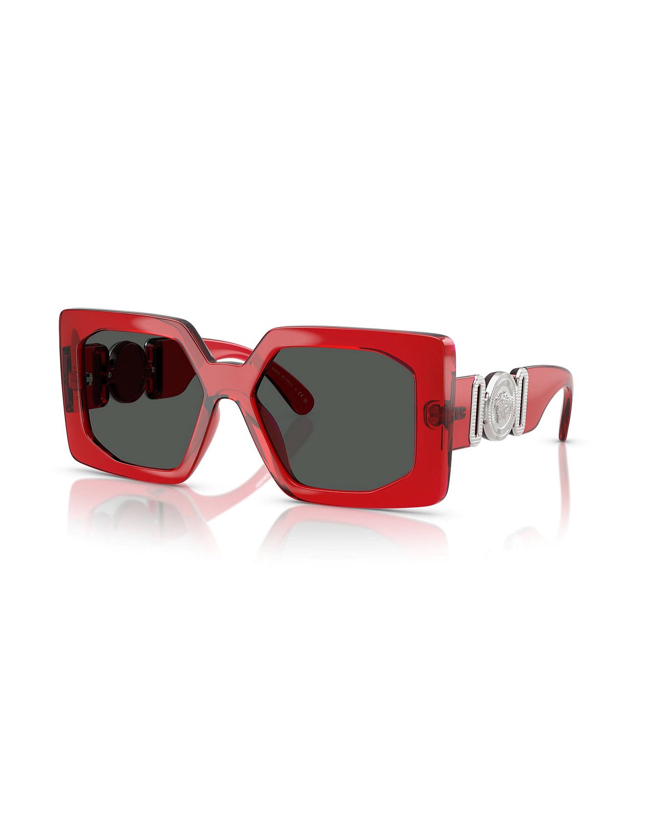 Versace Square Red Dark Grey Sunglasses | David Jones