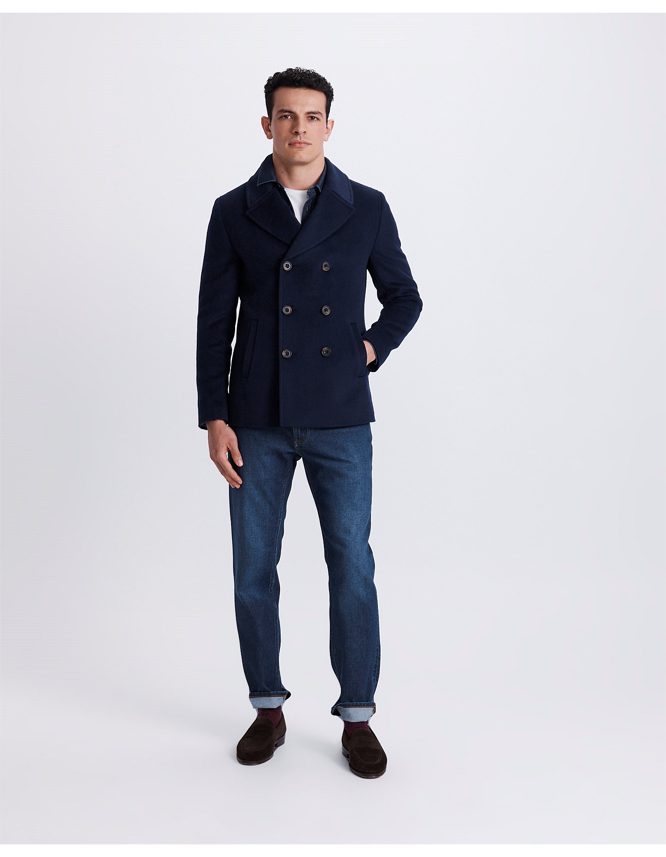Saba Jimmy Wool Blend Pea Coat | David Jones