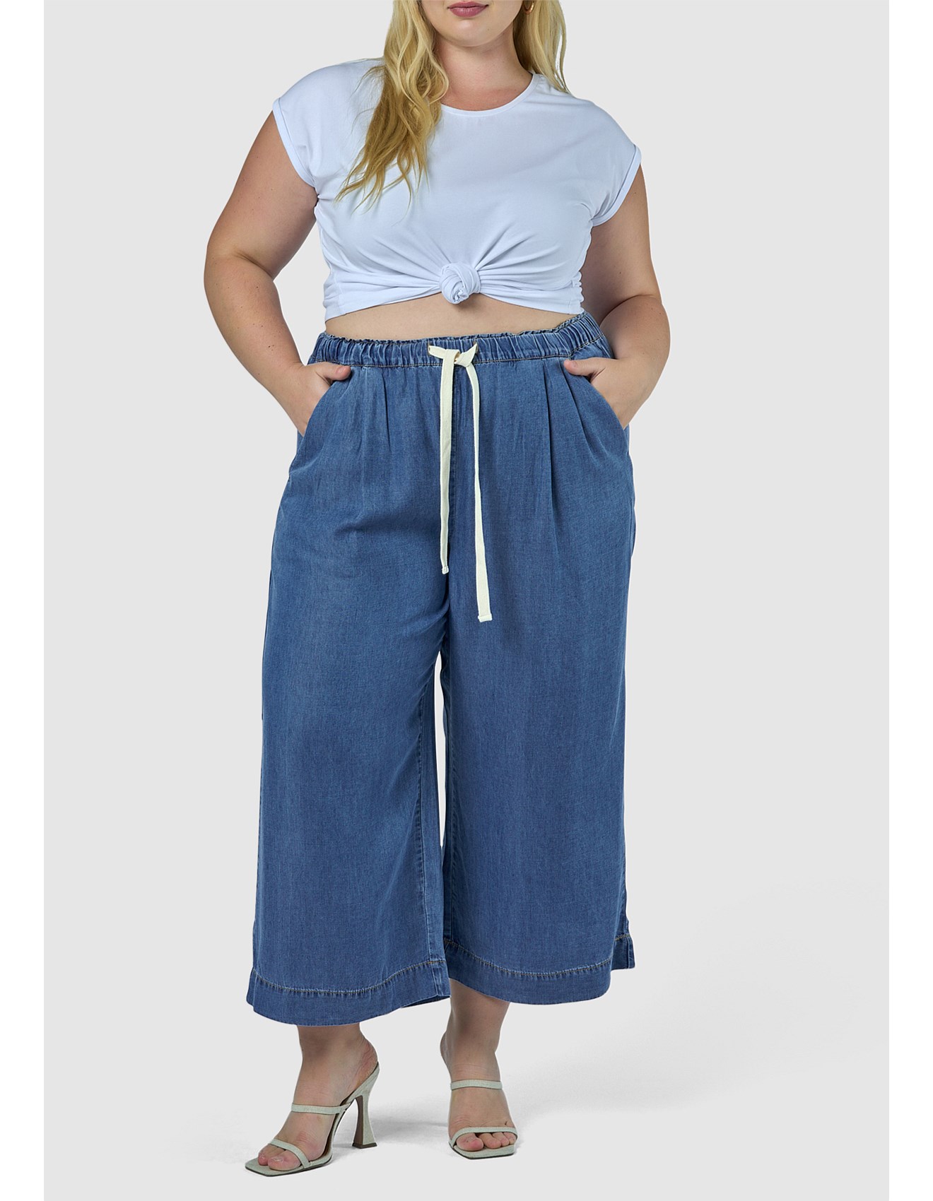 Curve Project Indigo Tonic -Cleo Chambray Crop Pant | David Jones