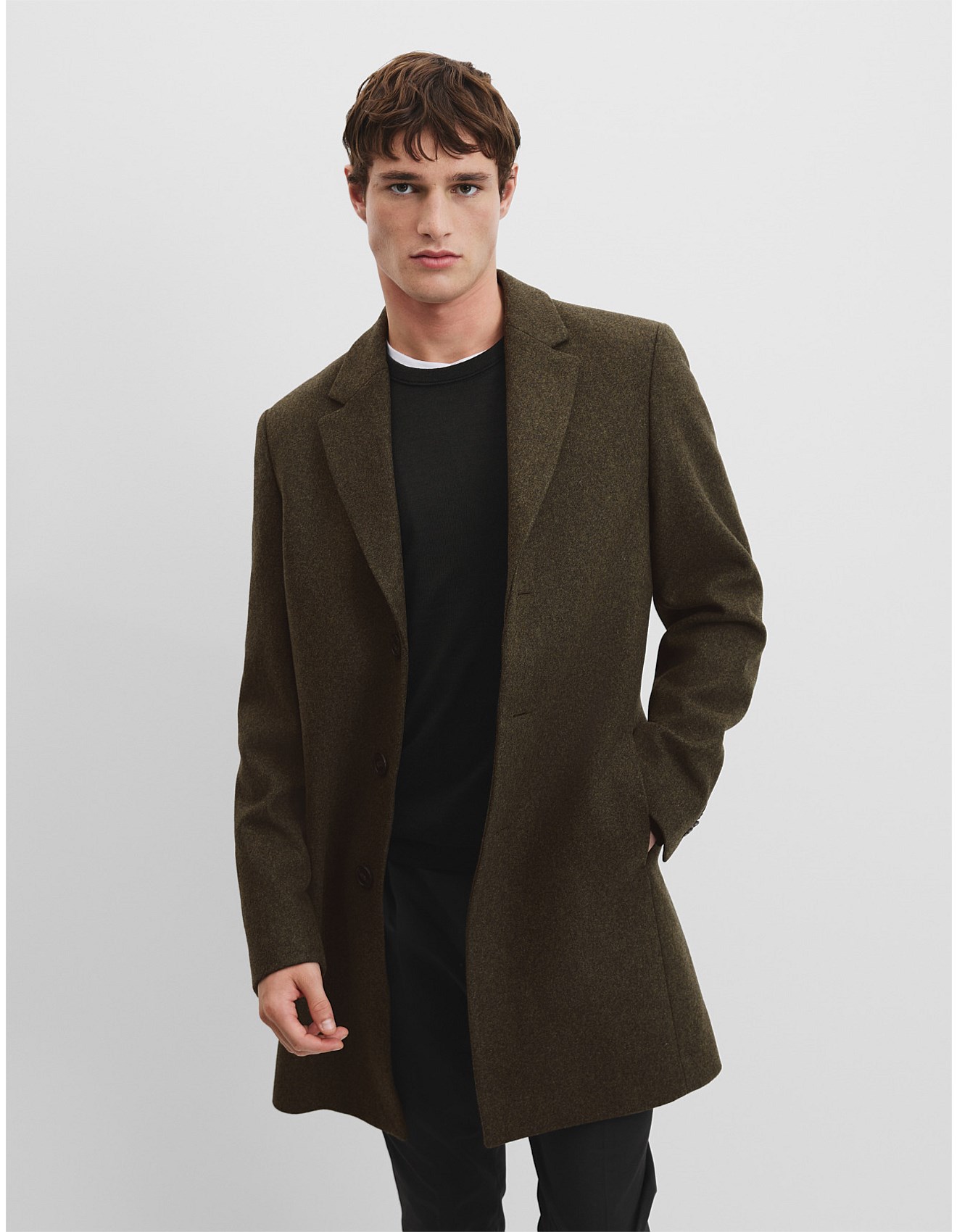 Country Road Recycled Wool Overcoat | David Jones