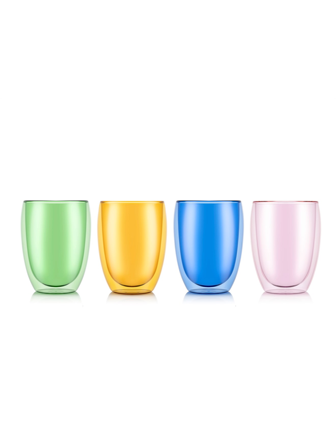 Bodum Moma Doubled Walled Glass 350ml Multicoloured Set Of 4 | David Jones