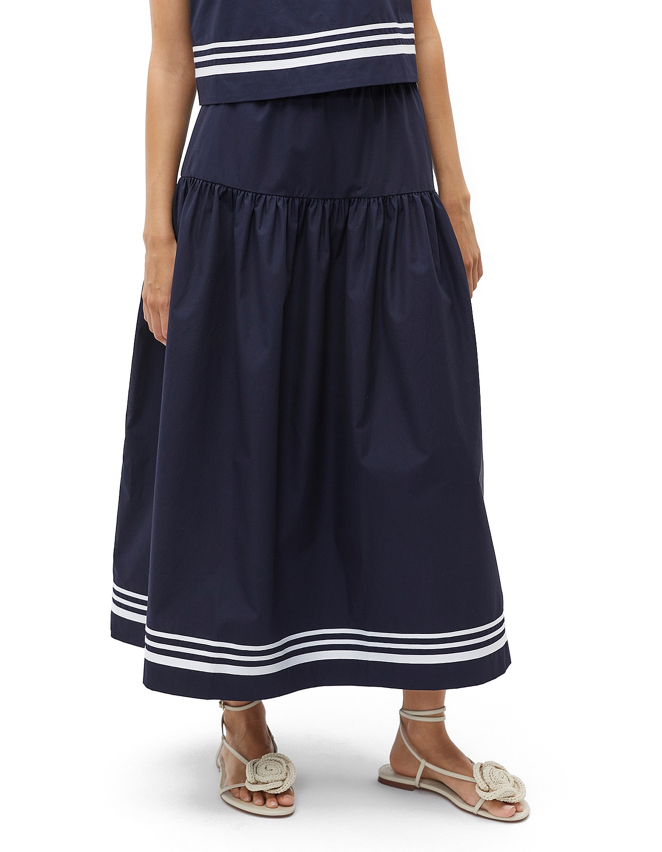 Seed Heritage Poplin Stripe Trim Skirt | David Jones