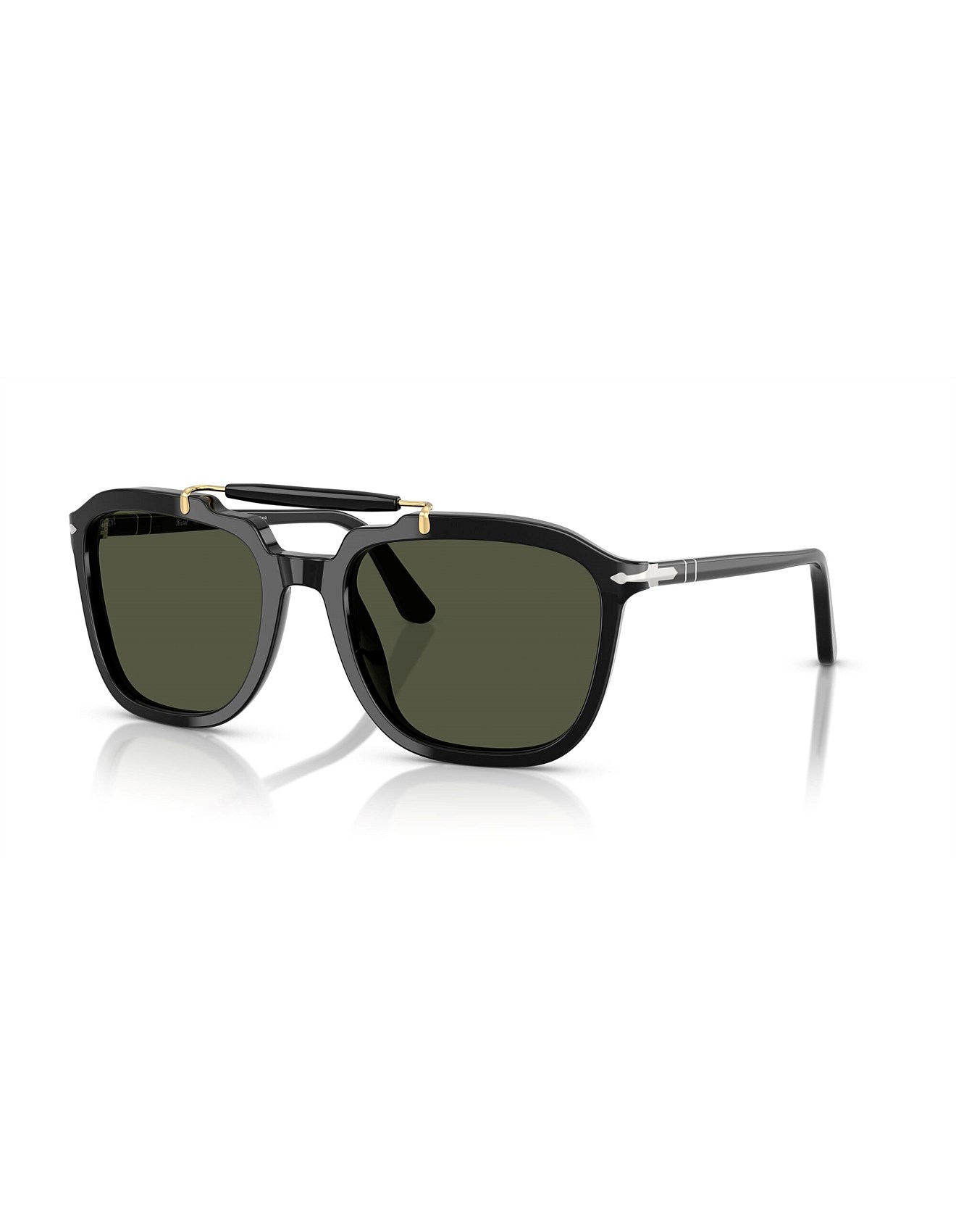 Persol Square Black Green Sunglasses | David Jones