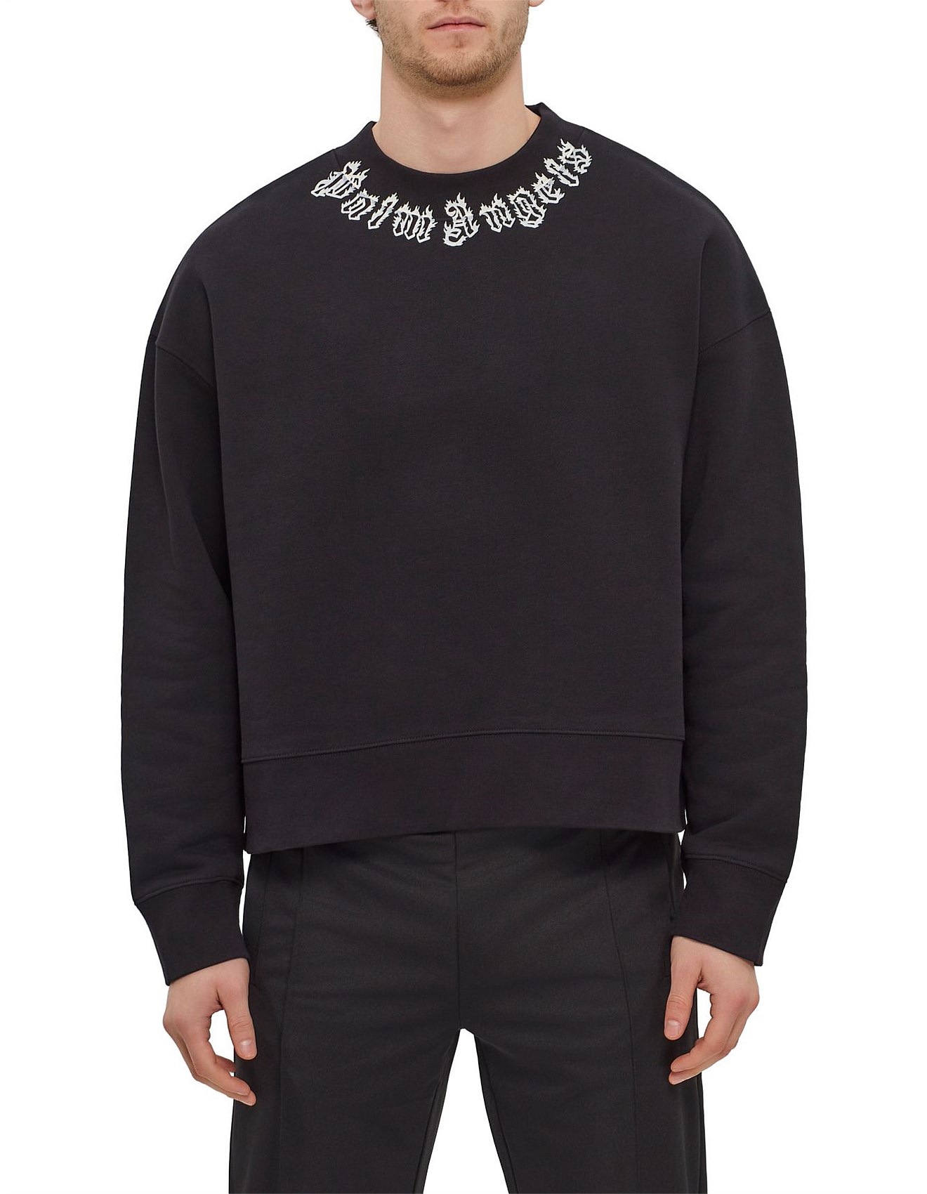 Palm Angels Neck Logo Crew Sweatshirt | David Jones