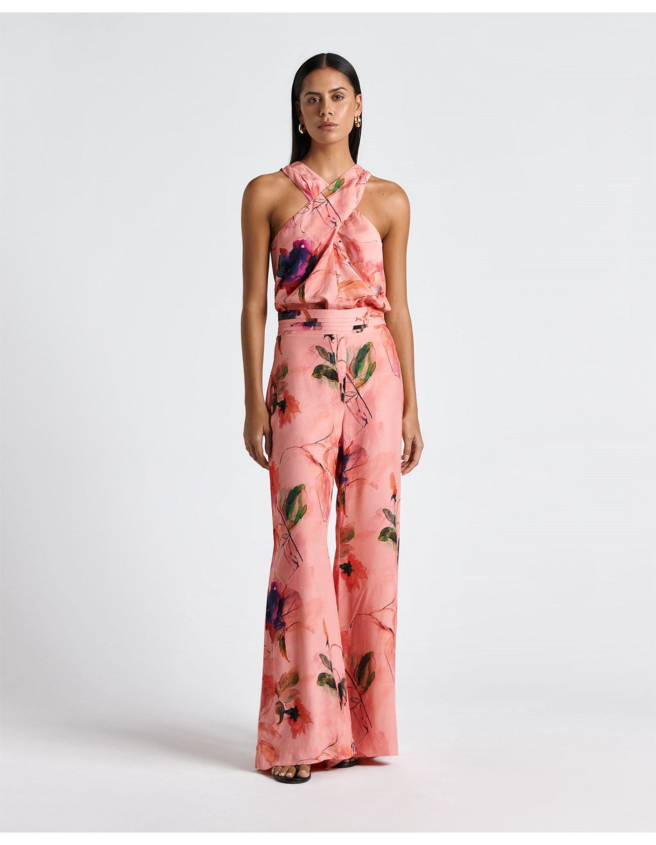 Cue Watercolour Floral Halter Top | David Jones